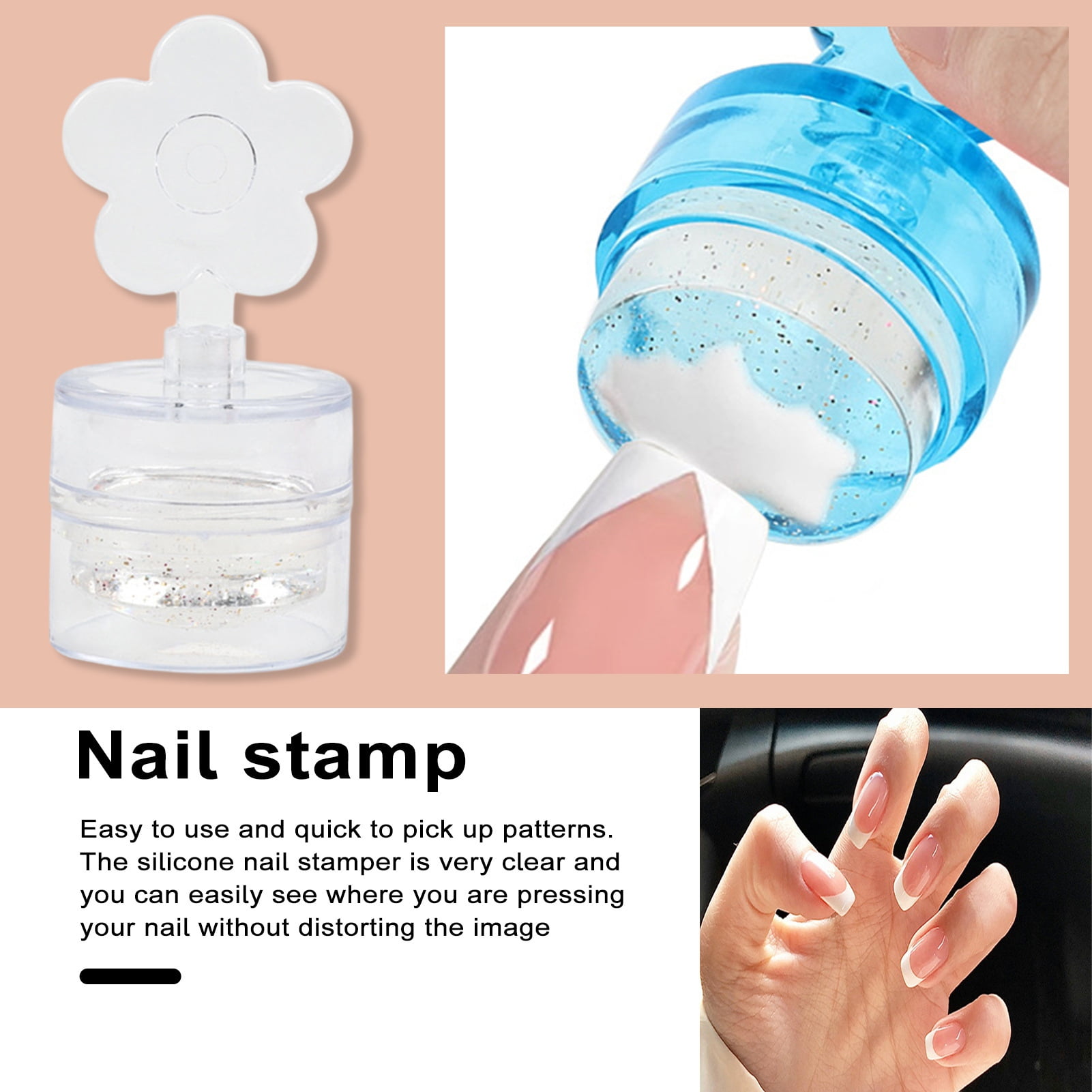 dianhelloya 1 Set Nail Stamp Tool & Nail Scraper Transparent Silicone ...