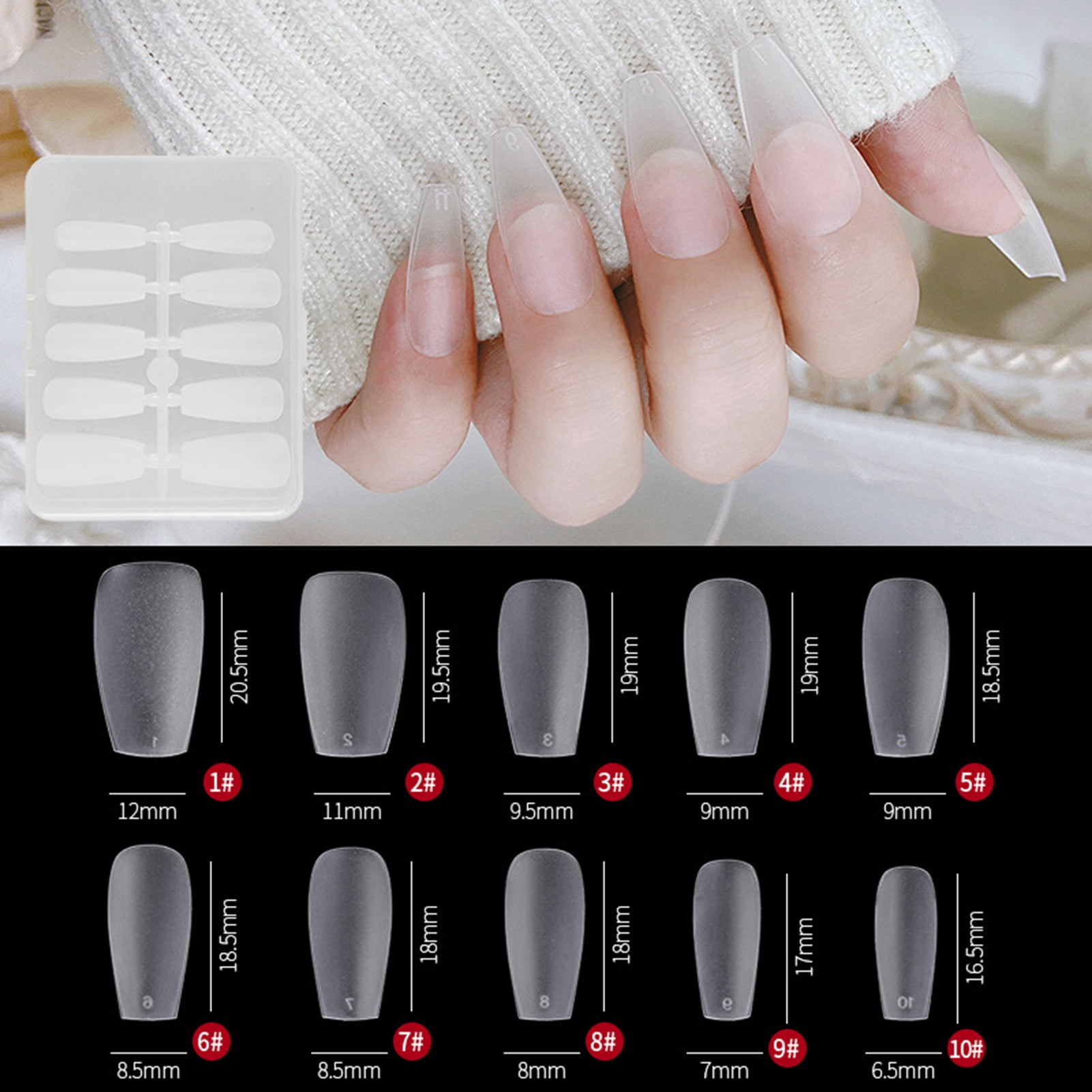 dianhelloya 100Pcs Fake Nails Harmless Flexible Extra-Long Matte Finish ...