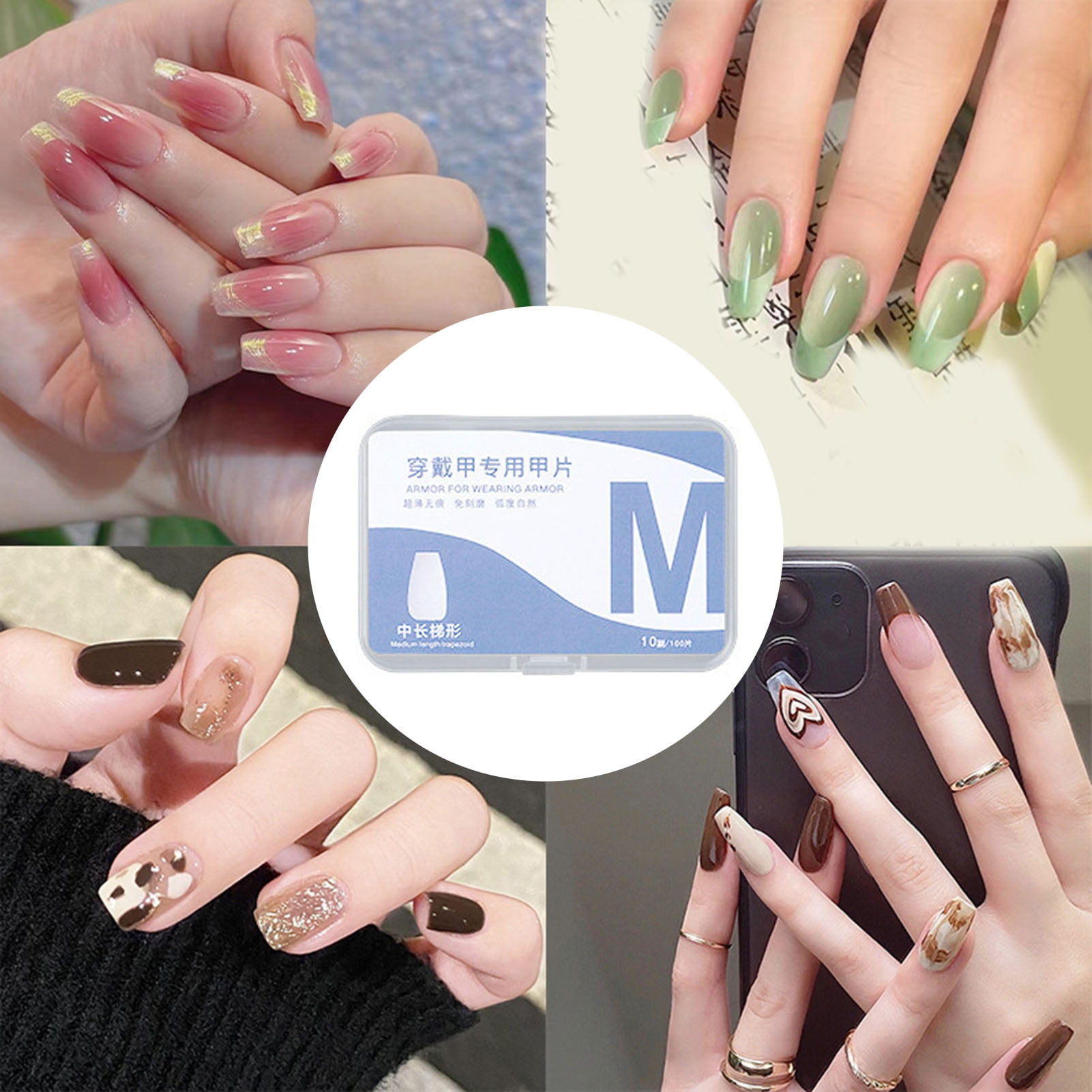 dianhelloya 100Pcs Frosted Handmade Fake Nails Professional Quality ...