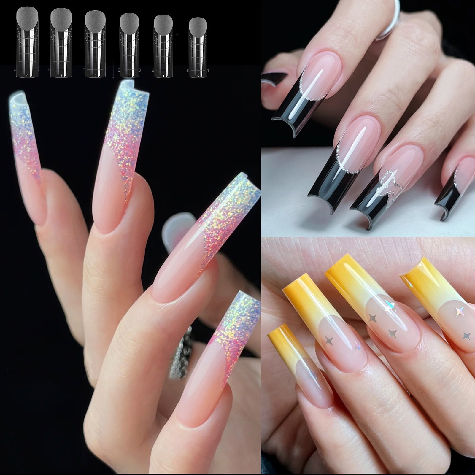 dianhelloya 120Pcs/Box False Nail Tips with Lines Mixed Size Removable ...