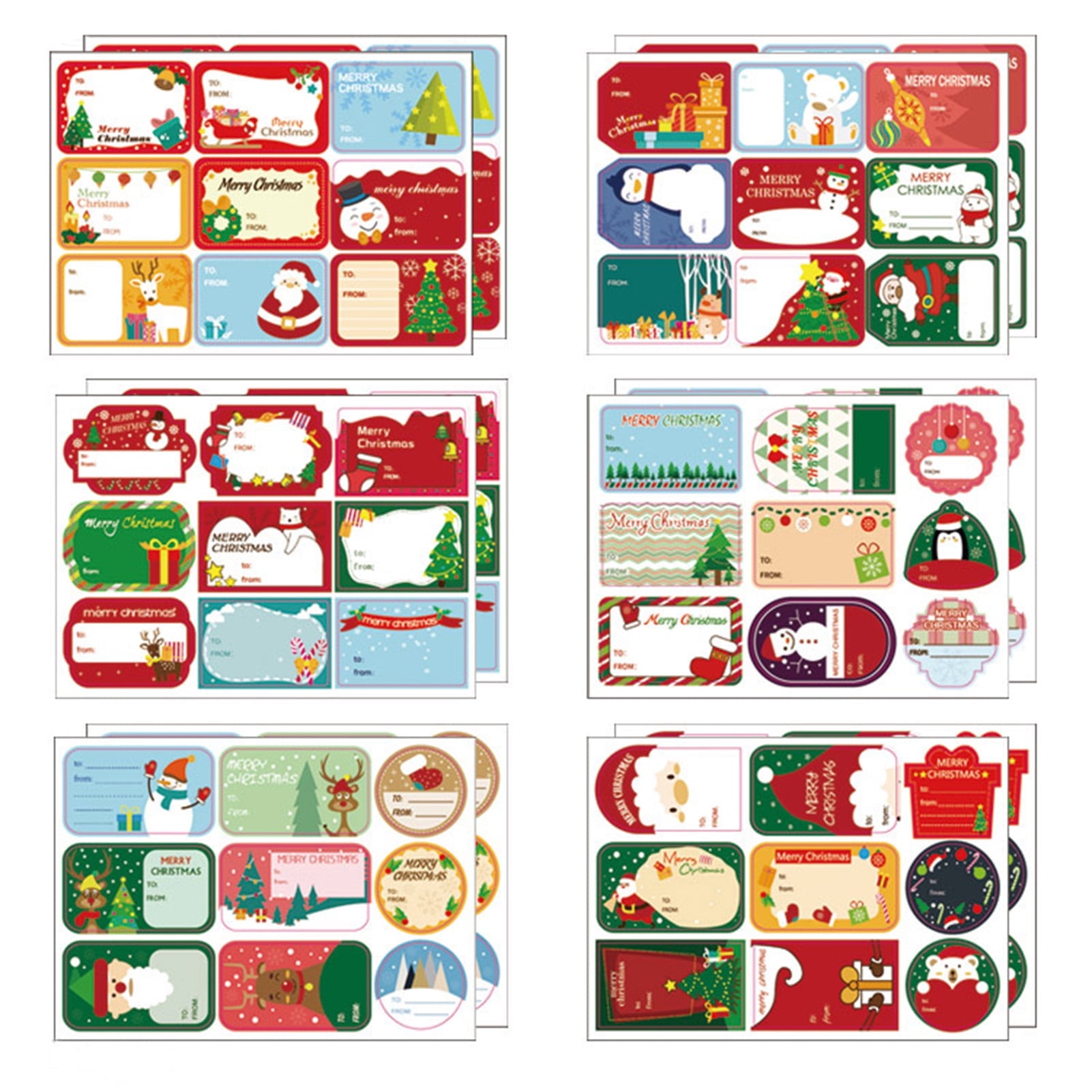 dianhelloya 12Pcs Christmas Gift Tags, Self-adhesive, Bright Color ...