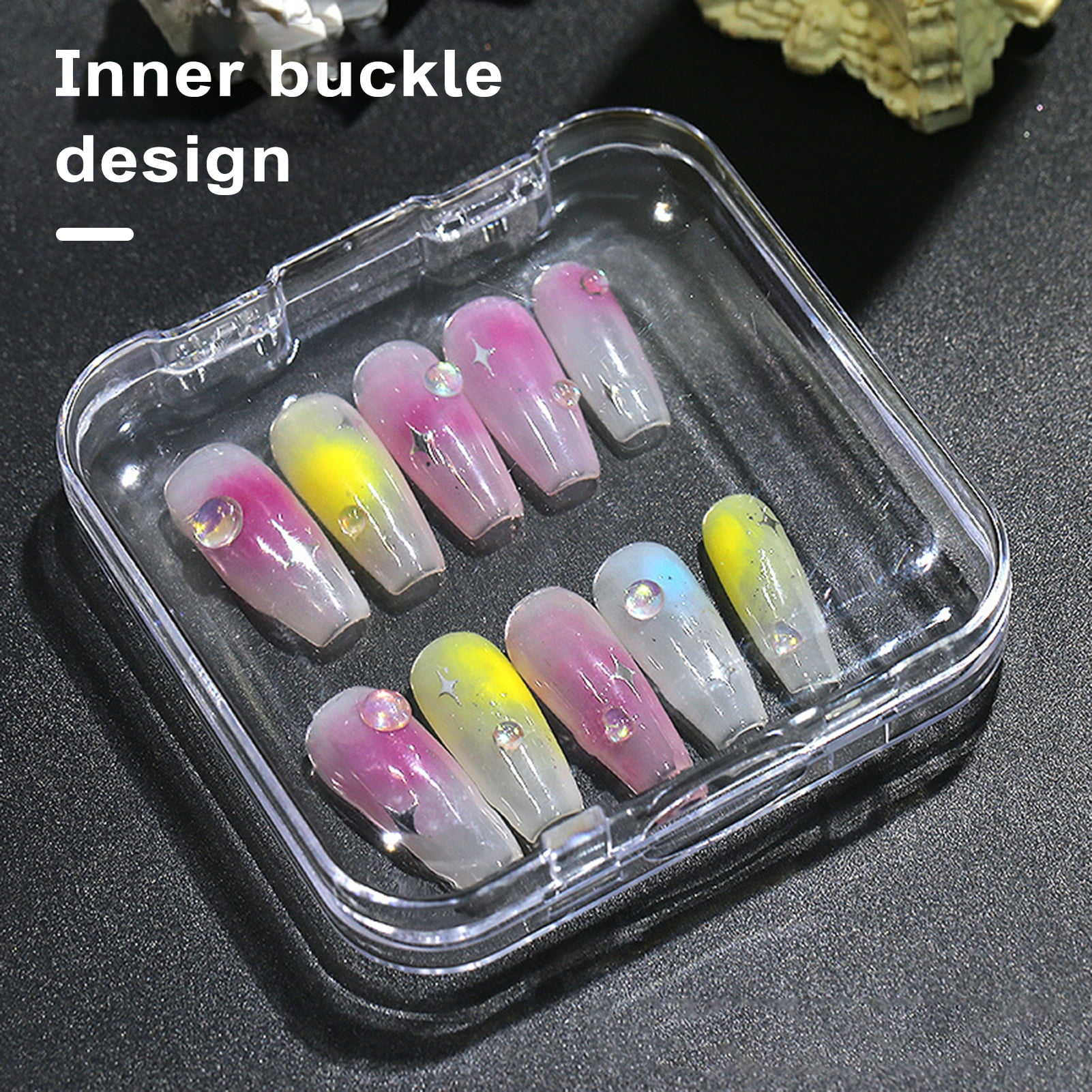 dianhelloya 3Pcs False Nails Storage Box with Lid Transparent Plastic ...