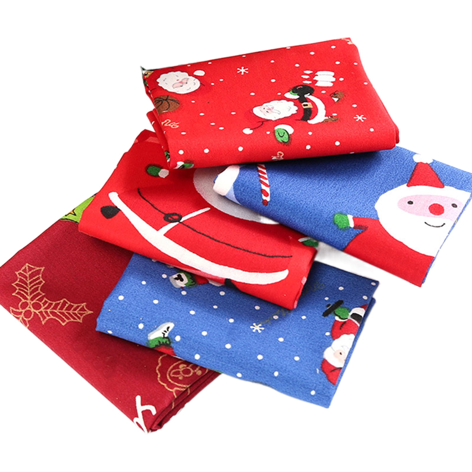 dianhelloya 5Pcs Christmas Patchwork Xmas Style Soft DIY Square Santa ...