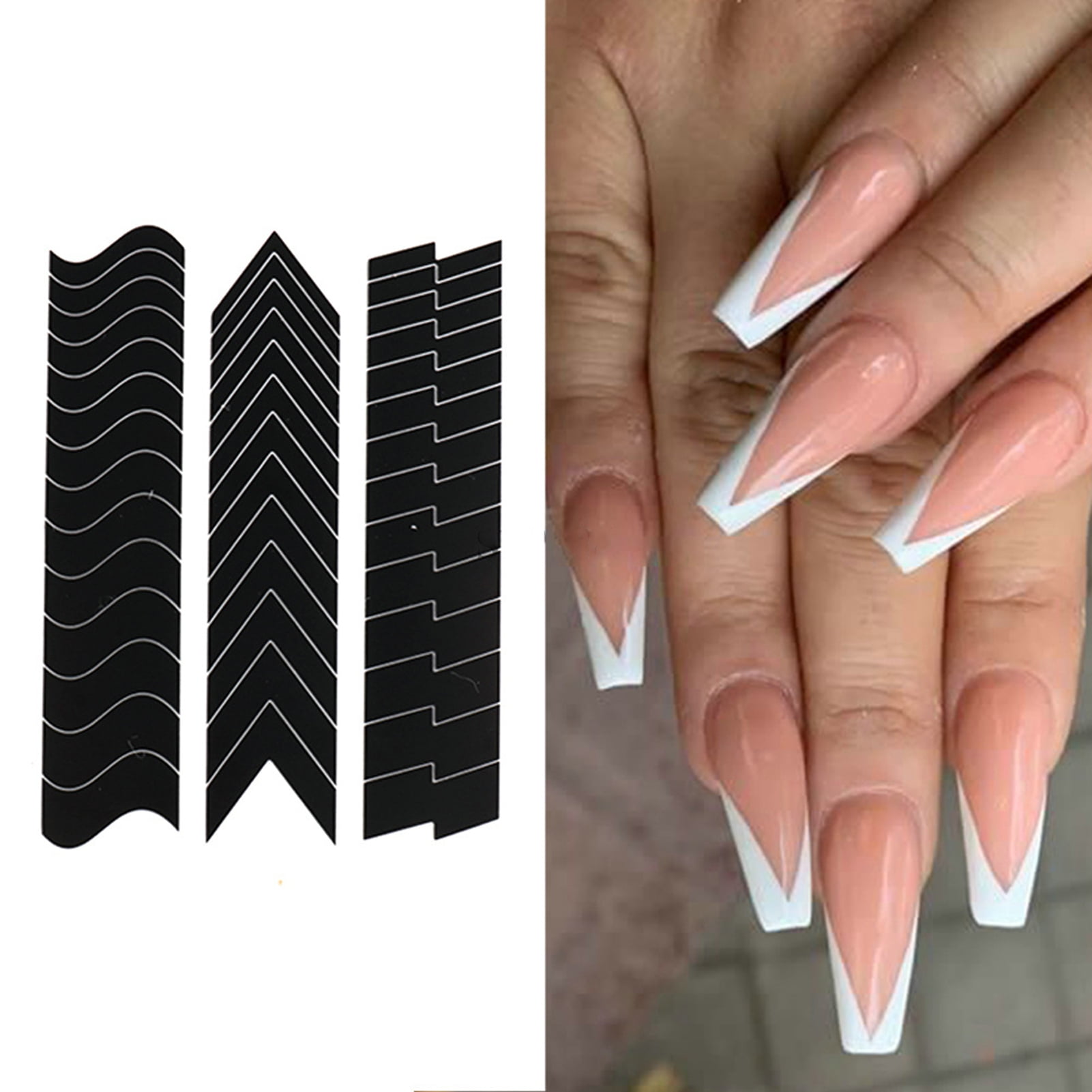 dianhelloya 6Pcs Nail Art Stencil Stickers French Line DIY Manicure ...
