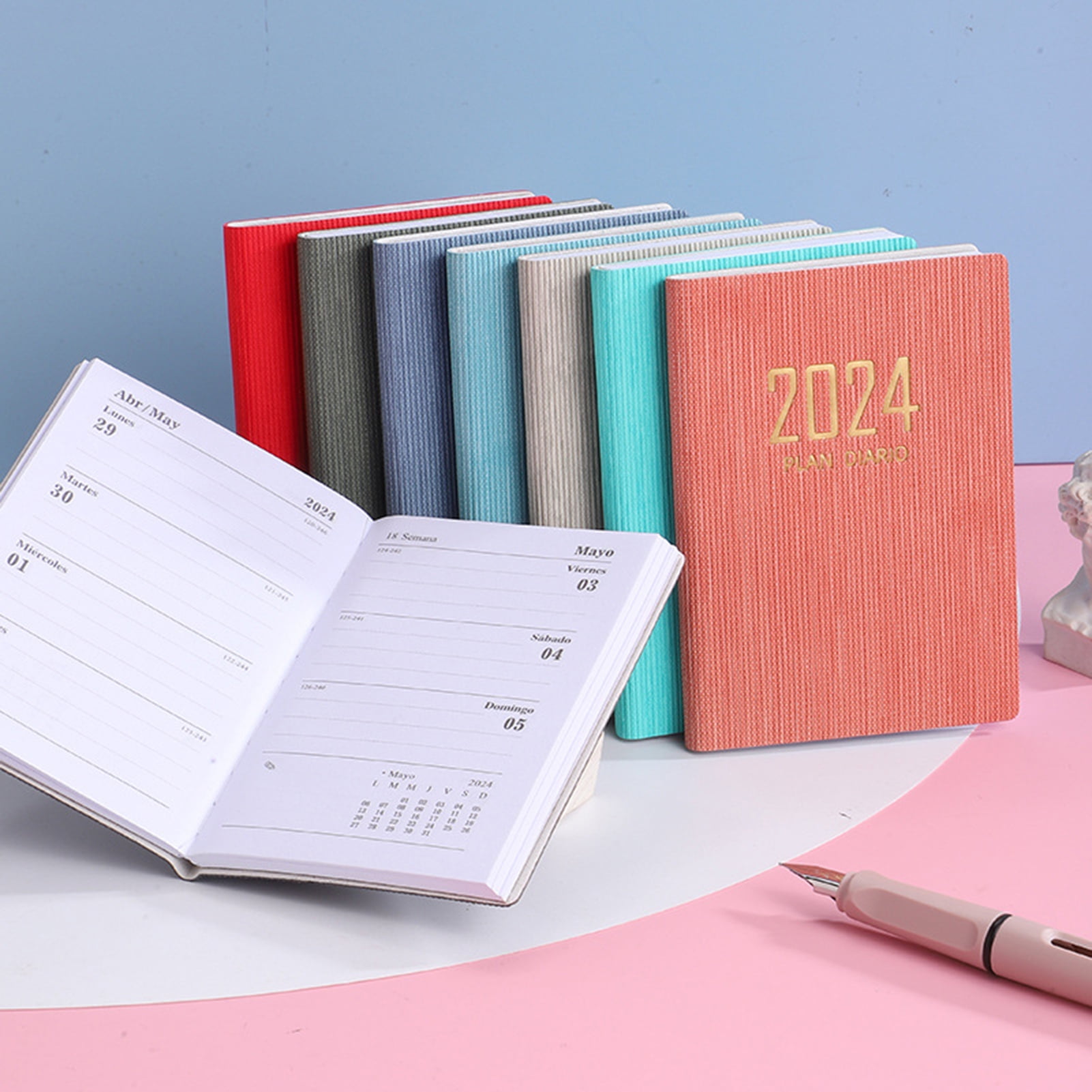dianhelloya A7 2024 English Planner Faux Leather Hardcover 180 Pages ...