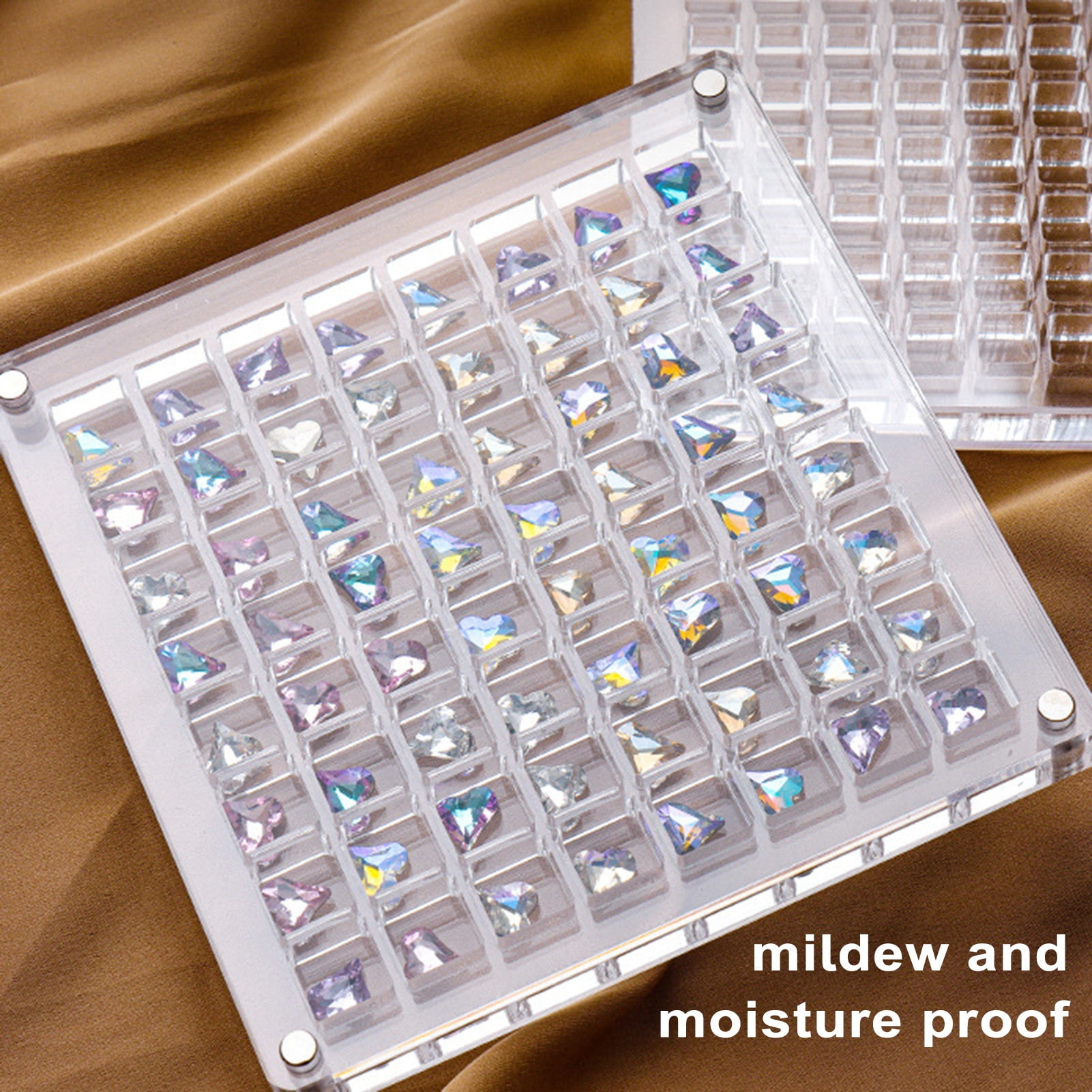 dianhelloya Acrylic Nail Rhinestone Box Grid Easy Access Clear Storage ...