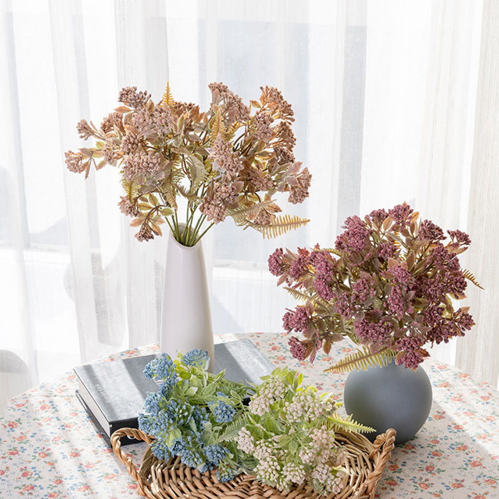 dianhelloya Artificial Flower Branch with Stem Fern Leaves Realistic ...