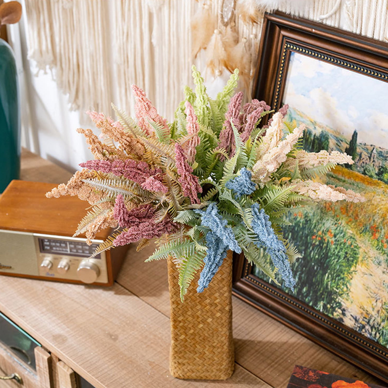 dianhelloya Artificial Flower Branch with Stem Green Fern Leaves ...