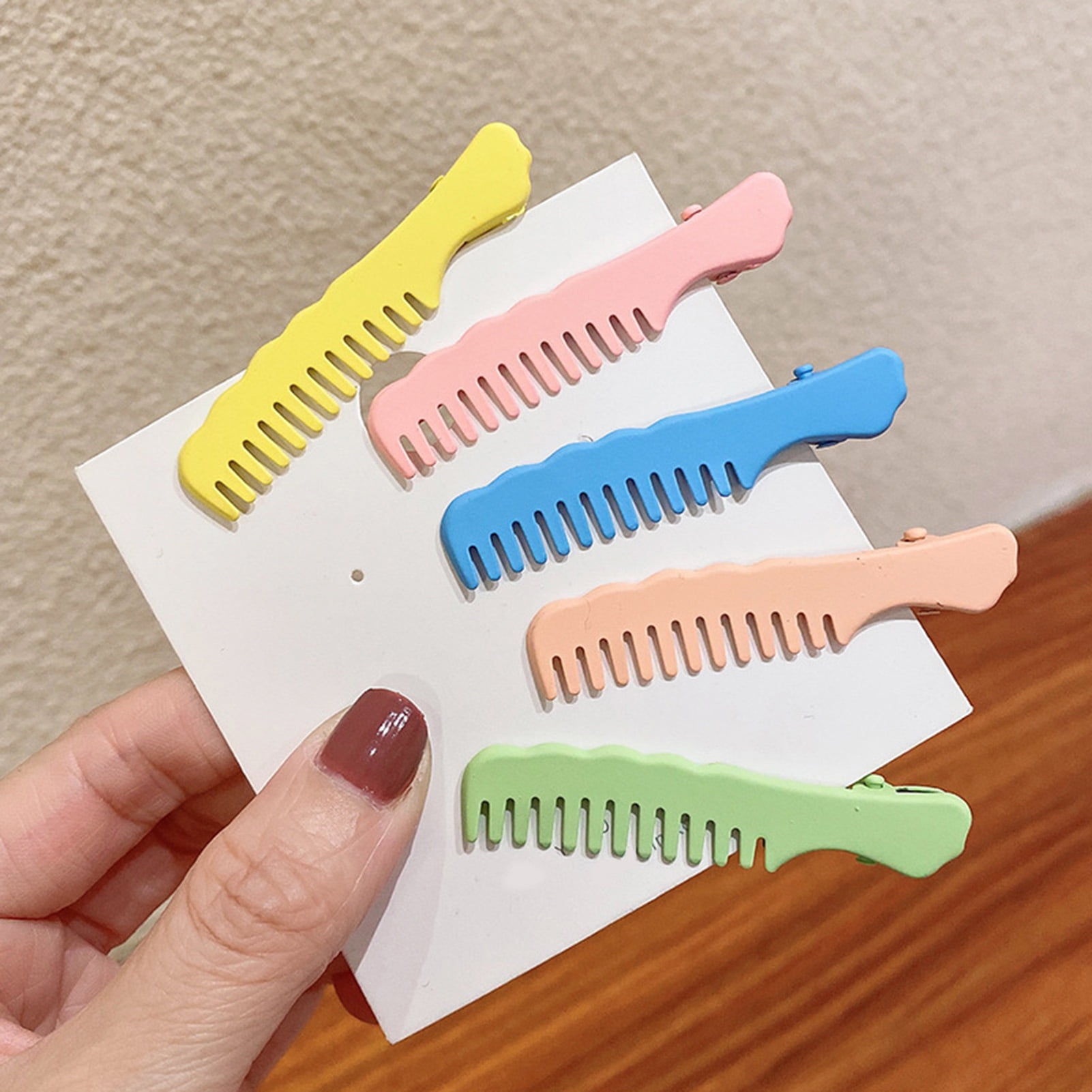 dianhelloya Bangs Clip Creative Design Comb Shape Solid Color Non-slip ...