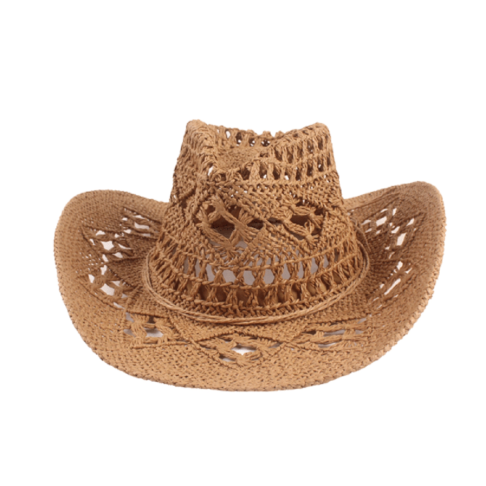dianhelloya Cowboy Hat Classic Vintage Hollow Out Unisex Curled Edge ...