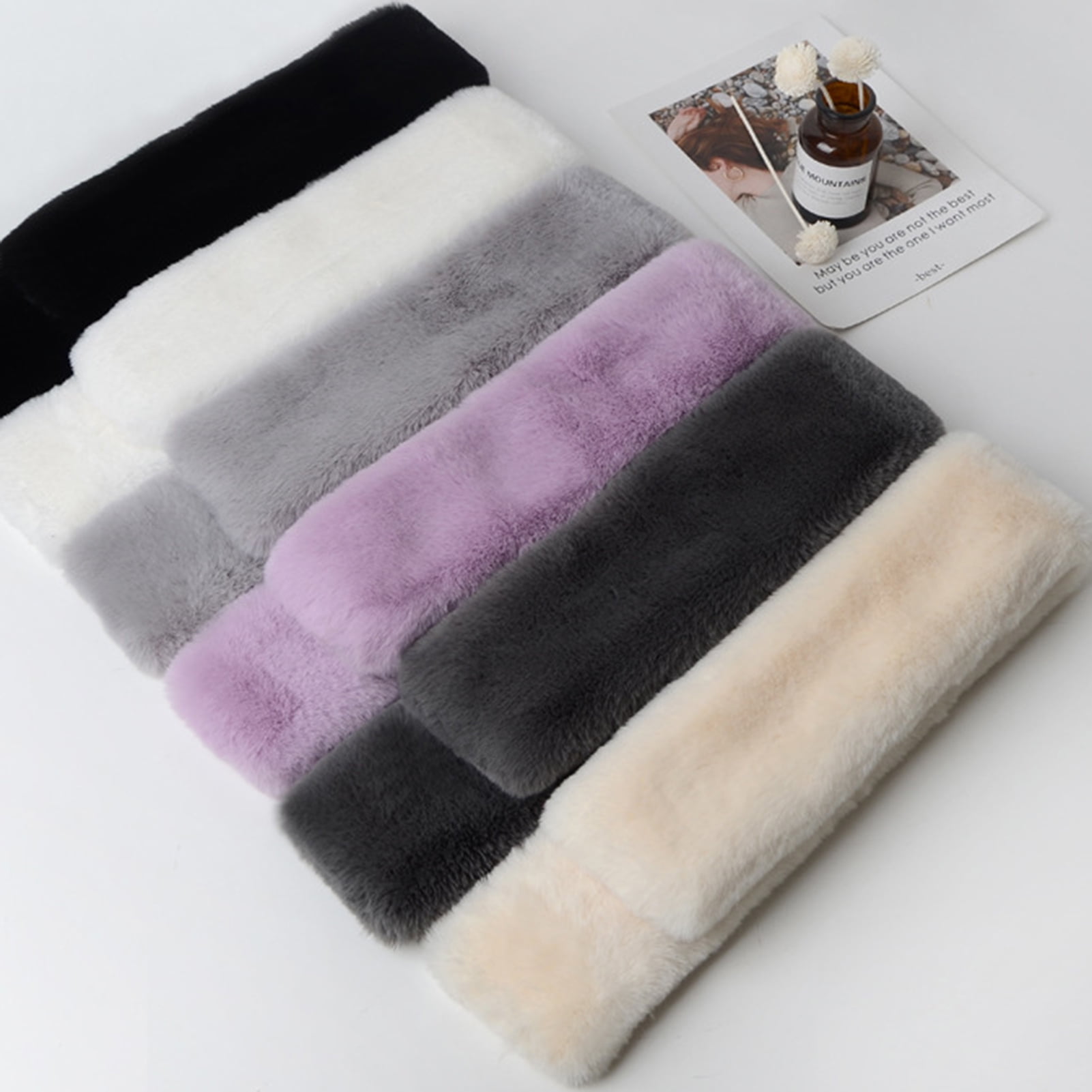 dianhelloya Cross Scarf Faux Rabbit Fur Double-sided Thickened Soft ...