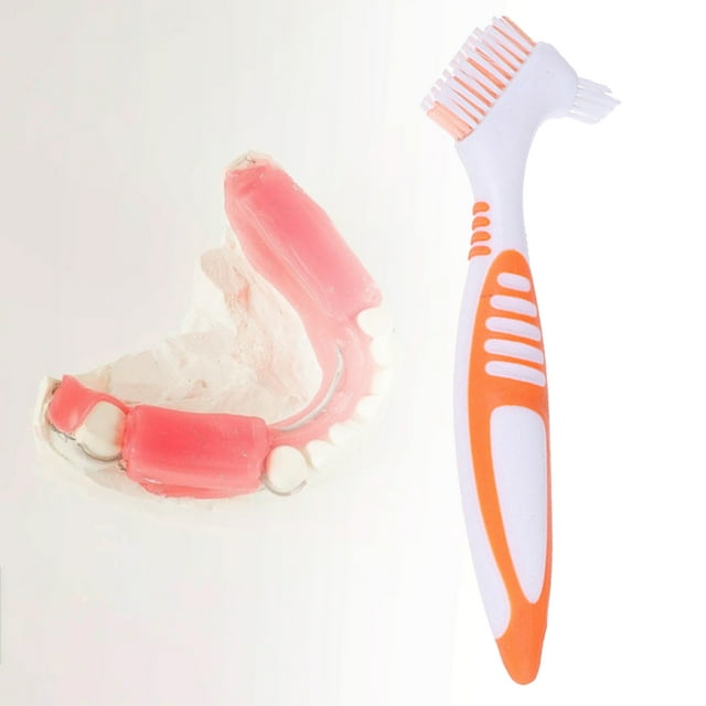 dianhelloya Double Side Denture Toothbrush Ergonomics Handle Plastic ...