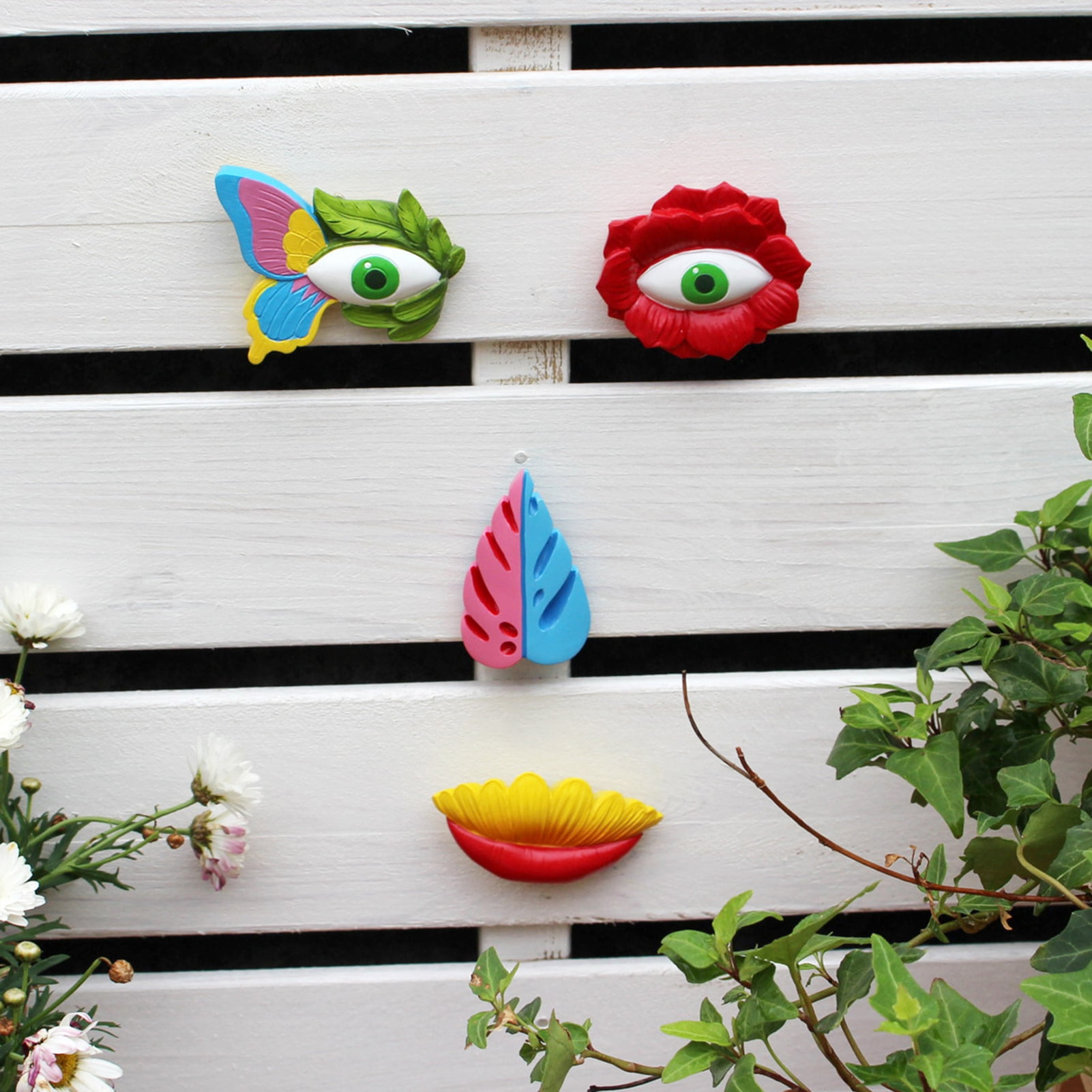 dianhelloya Durable Resin Tree Face Sculpture with Colorful Flower ...