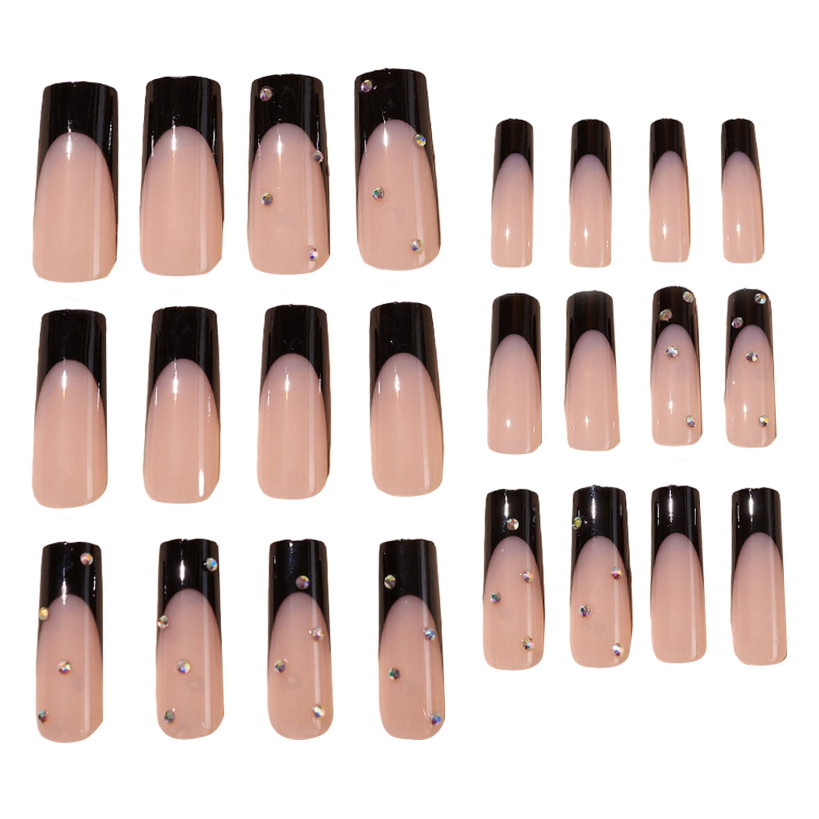 dianhelloya Fake Nails for Women Press on Nails French Acrylic Extra ...