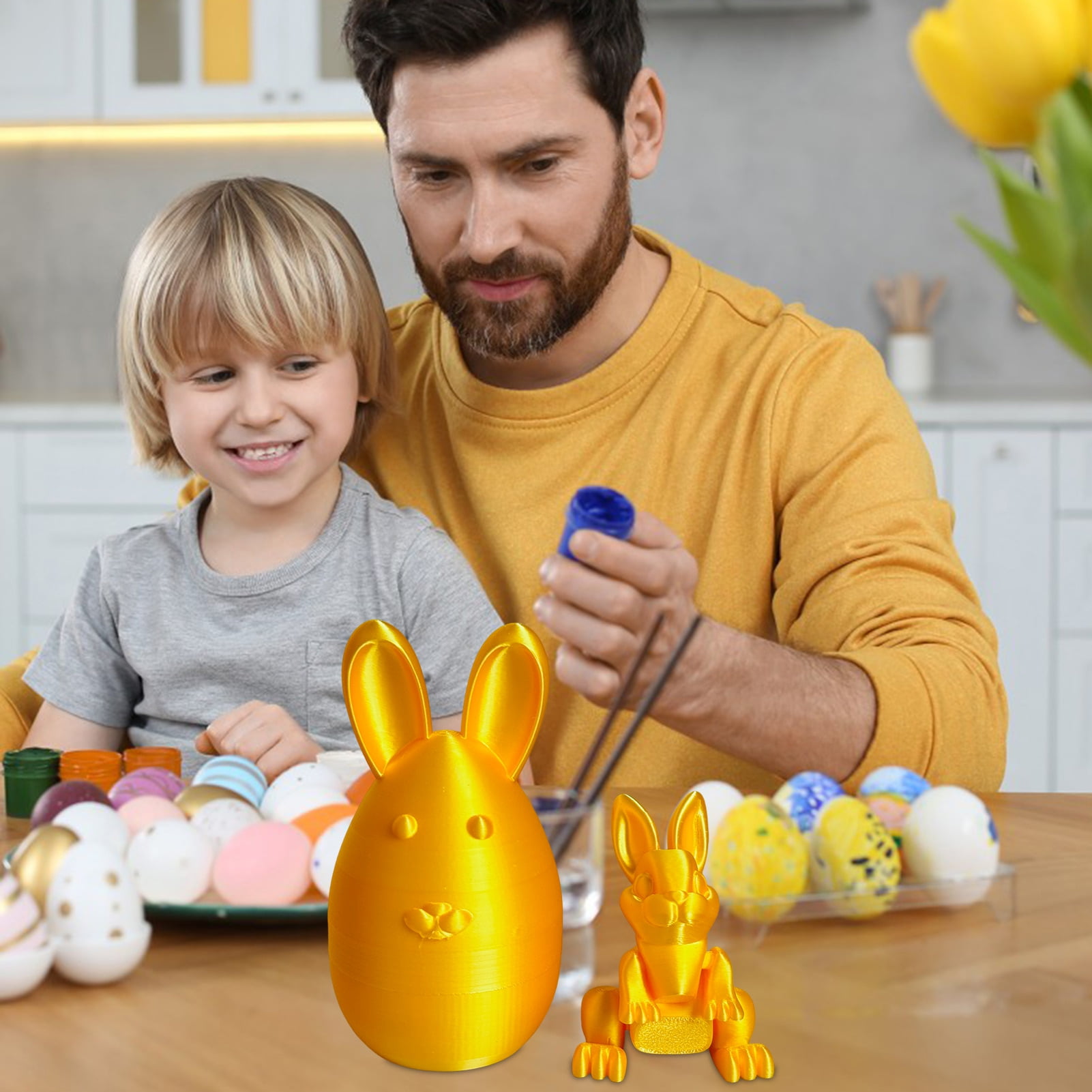 dianhelloya Flexible Pose 3D Printed Easter Bunny in Egg Decor ...
