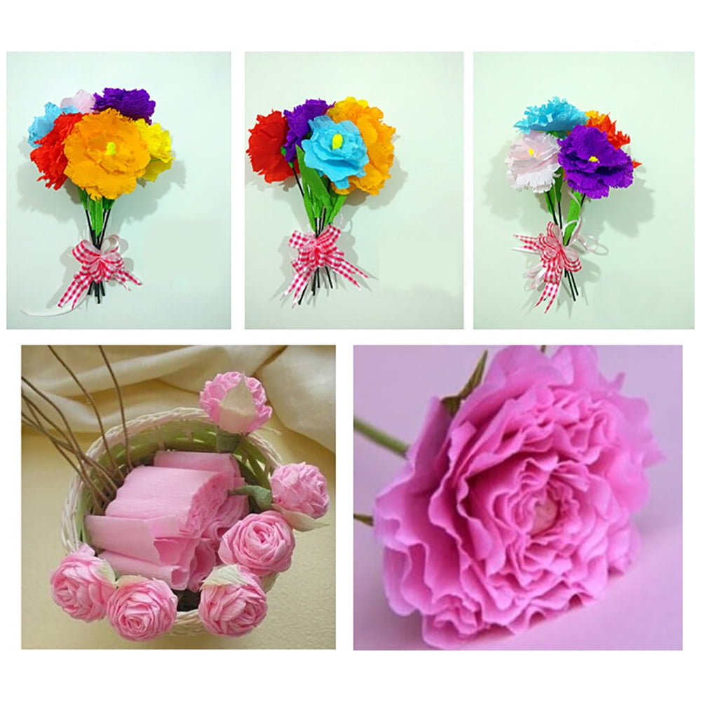 dianhelloya Folding Origami Crinkled Crepe Paper DIY Flower Wrapping ...