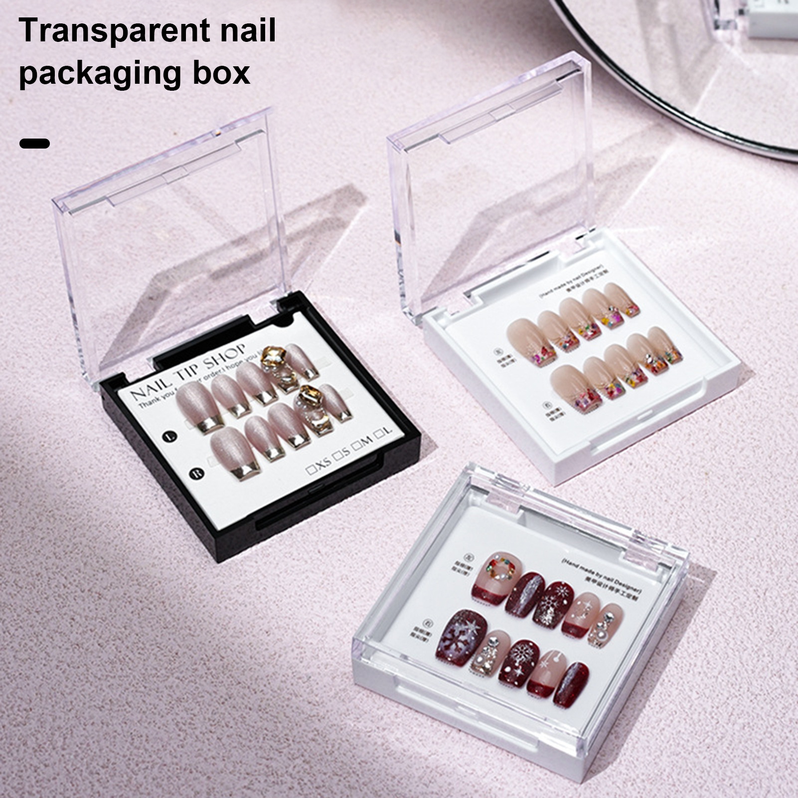 dianhelloya Gel Fake Nails Storage Box with Lid Transparent Press-on ...