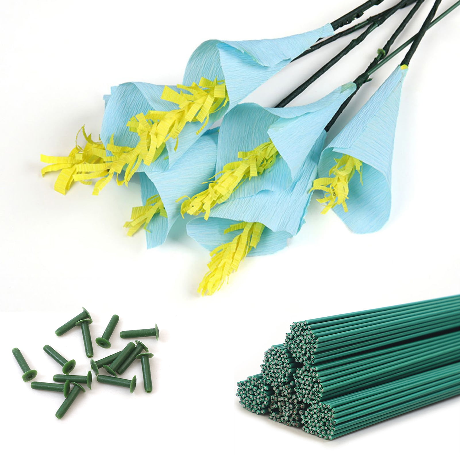 dianhelloya Handmade Rose Flower Rods Wrapping Bouquet Stems Flower ...