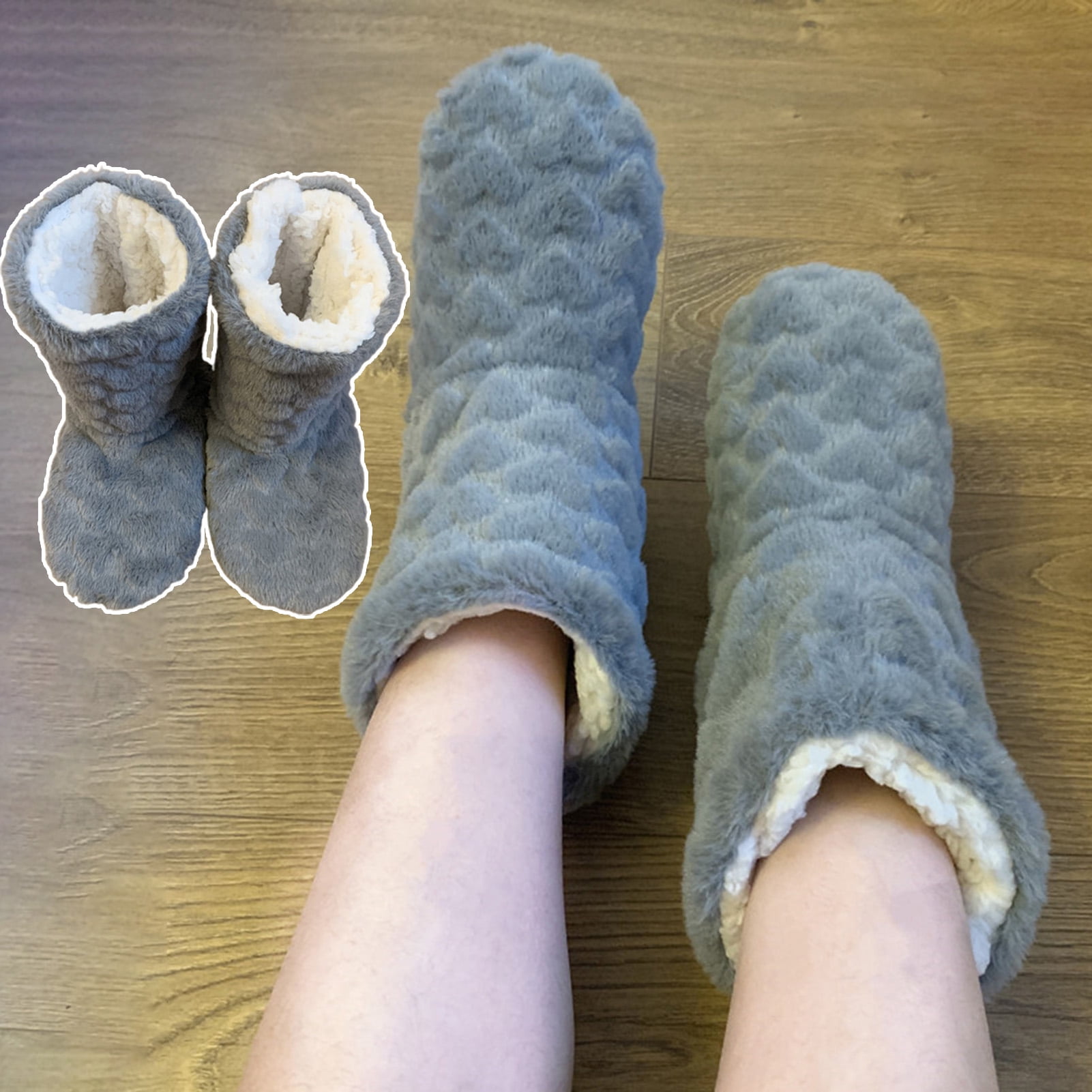 dianhelloya Home Slippers Non-slip Jacquard Technology Furry Calf ...