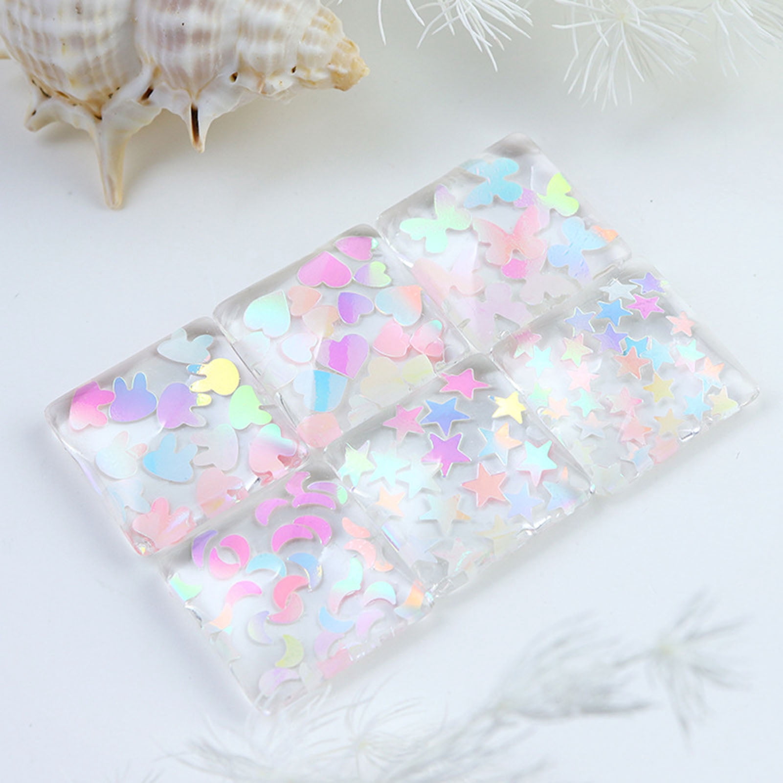dianhelloya Iridescent Glitter Nail Sequin 12 Grids Star Moon Heart ...
