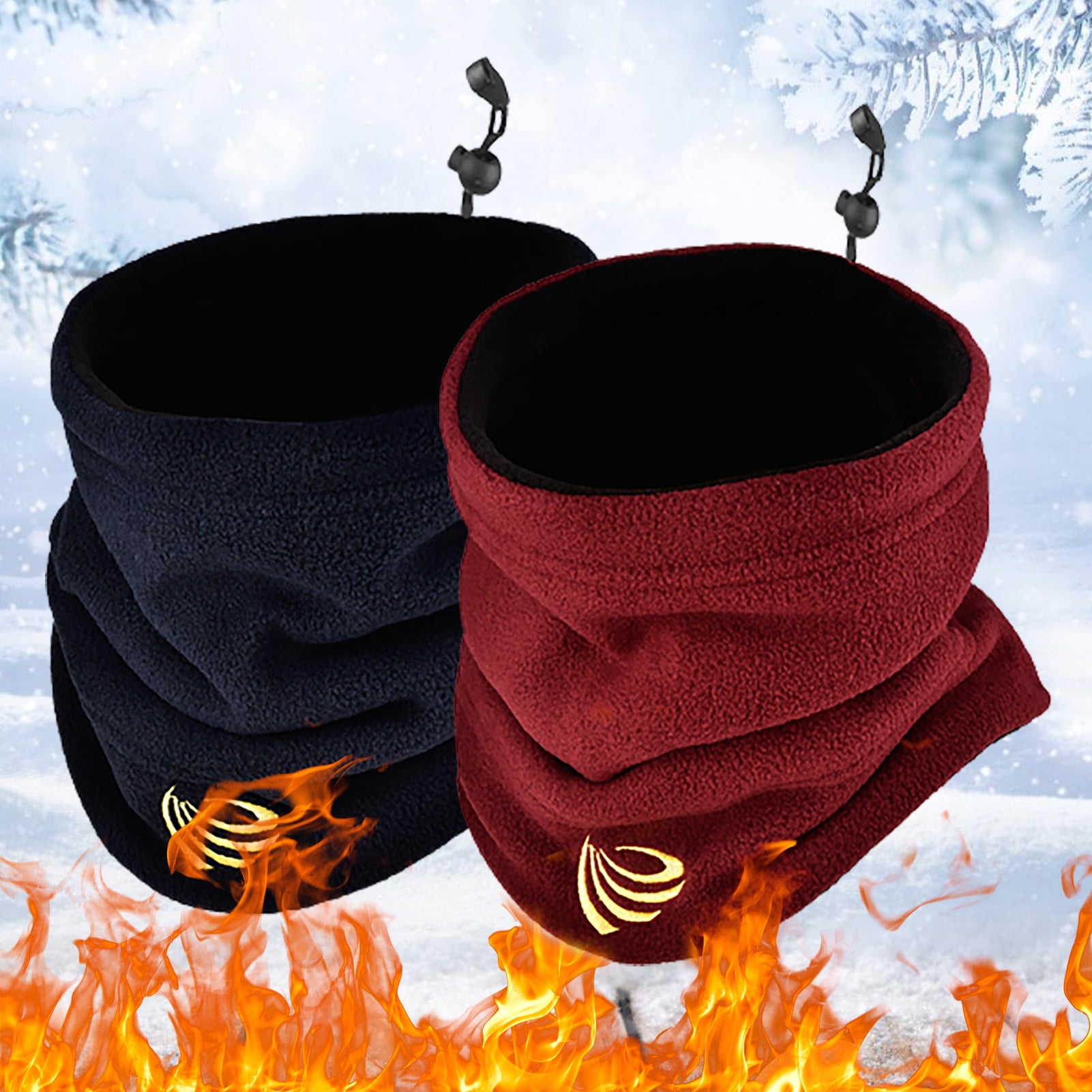 dianhelloya Male Winter Cycling Scarf Drawstring Adjustable Thick Plush ...