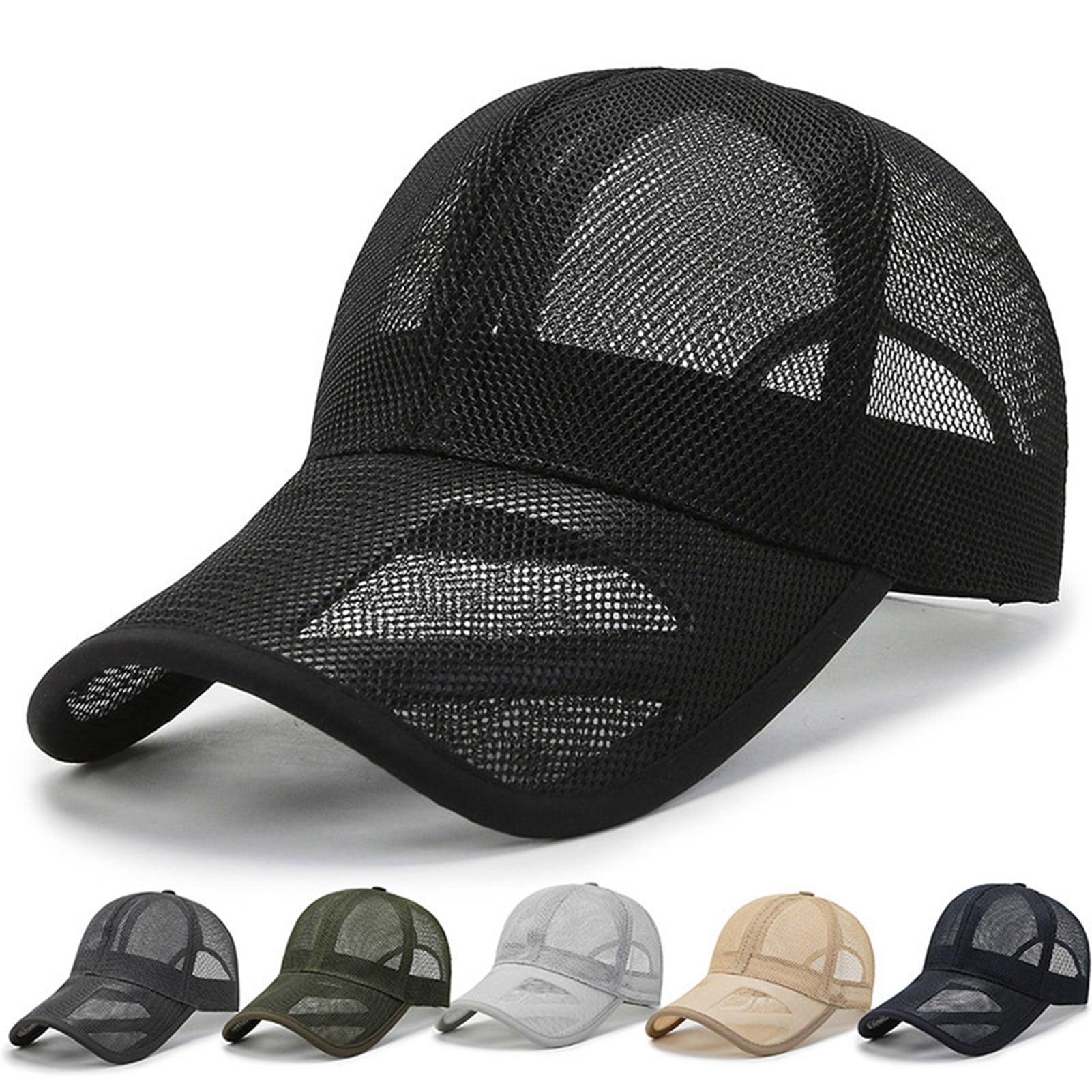 dianhelloya Men Baseball Hat Hollow Out Mesh Breathable Quick-drying ...