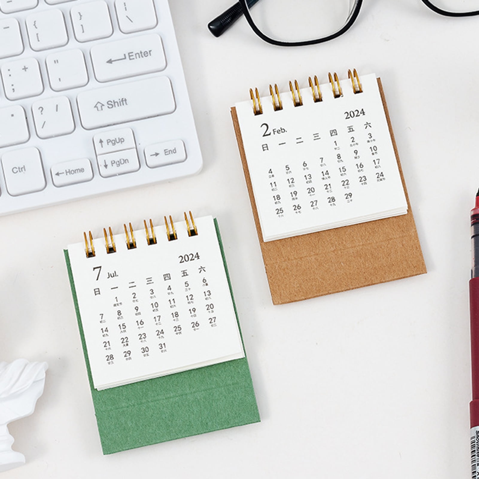 dianhelloya Mini Desk Calendar Simple Style Plan Book Spiral Coil Page ...