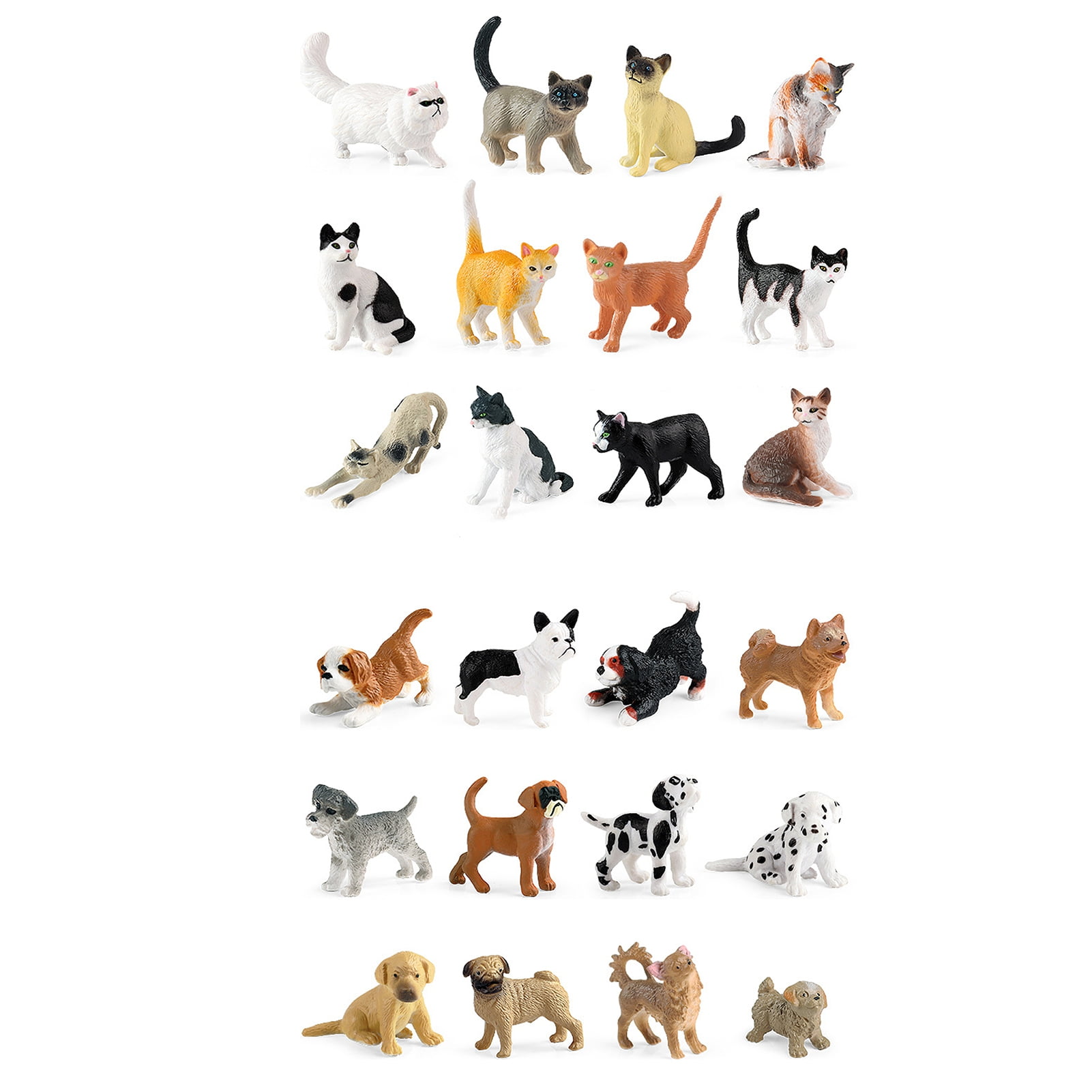 dianhelloya Mini Model Toys Puppy Kitten Figures 24pcs Simulation Cat ...