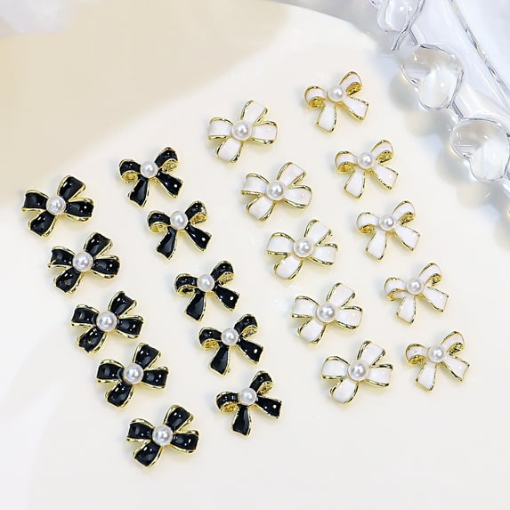 dianhelloya Nail Art Supplies 3Pcs Bow Nail Decors Shining Three ...