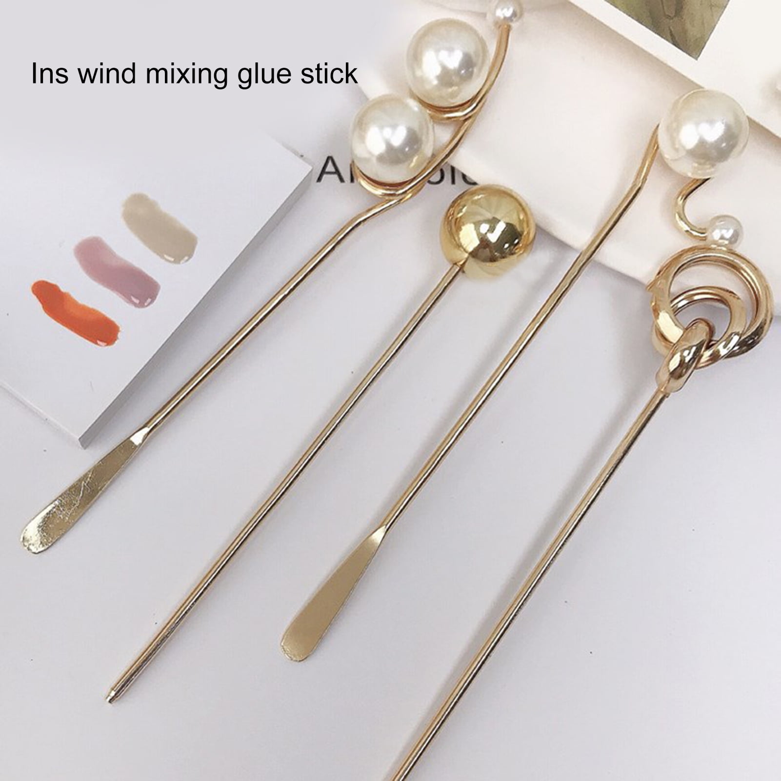 dianhelloya Nail Art Tools Glue Mixing Stick Smooth Edges Rust-proof ...