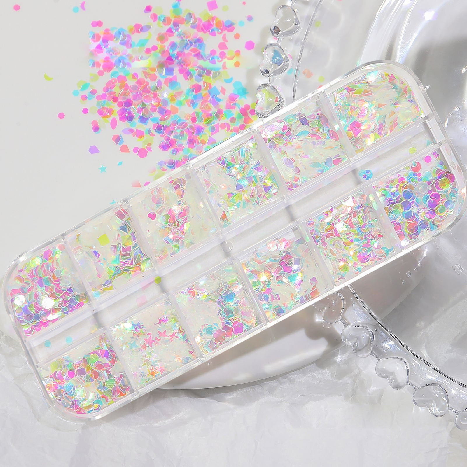 dianhelloya Nail Sequin 12 Grids Shining Long Lasting Nail Glitter ...