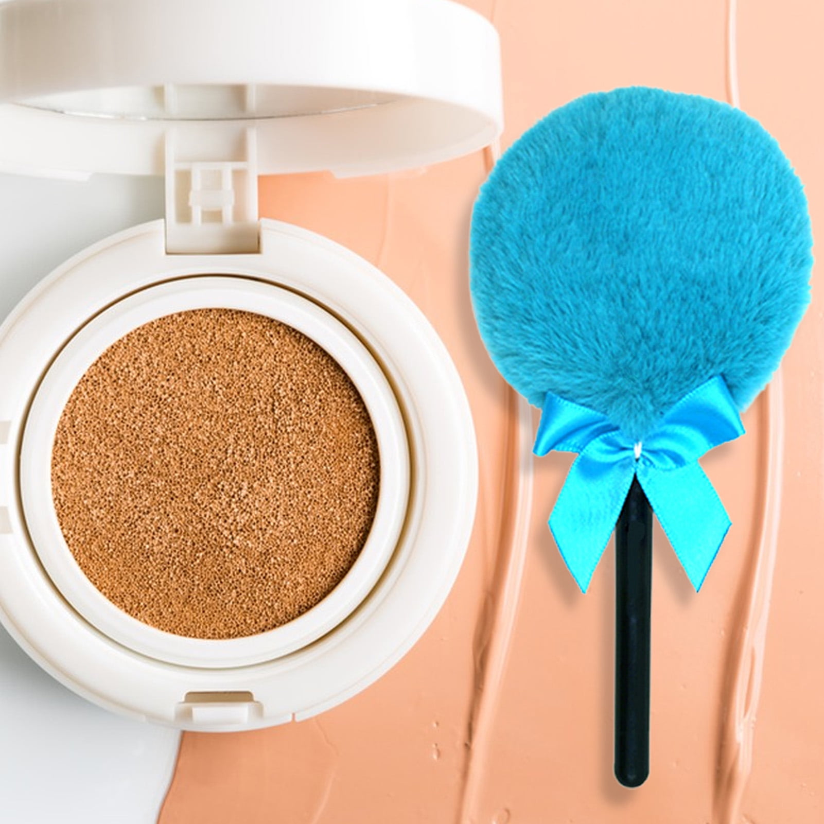 dianhelloya Powder Puff with Handle Reusable Long Hair Lollipop Shape ...