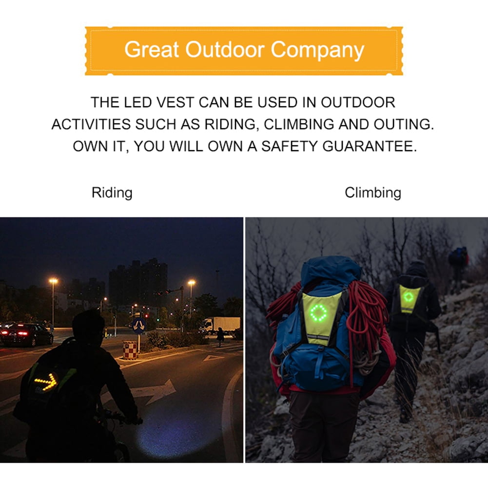 dianhelloya Reflective LED Signal Light Indicator Bike Vest Outdoor ...