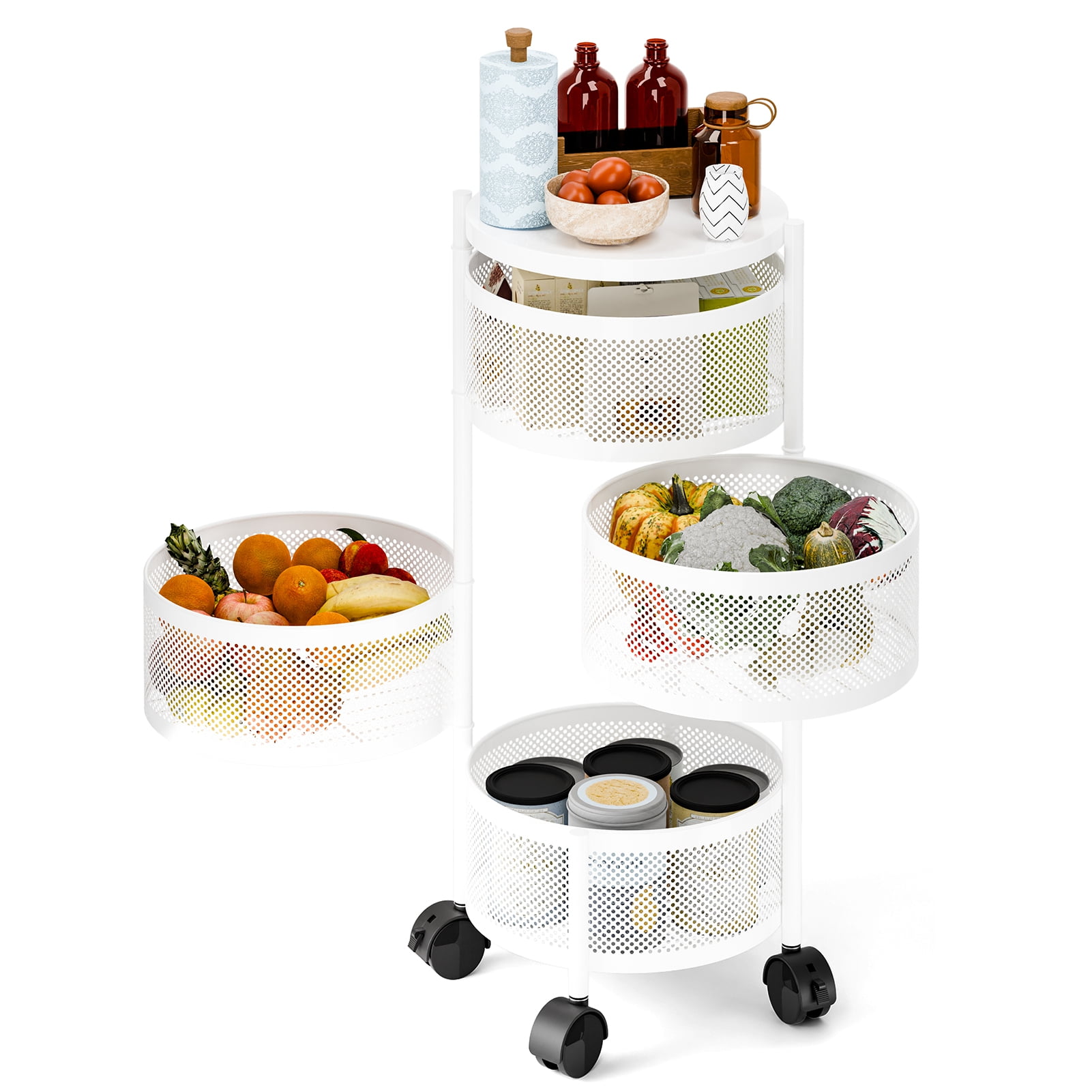 dianhelloya Rotating Storage Rack, Fruit Basket for Kitchen, 3/4/5 Tier ...
