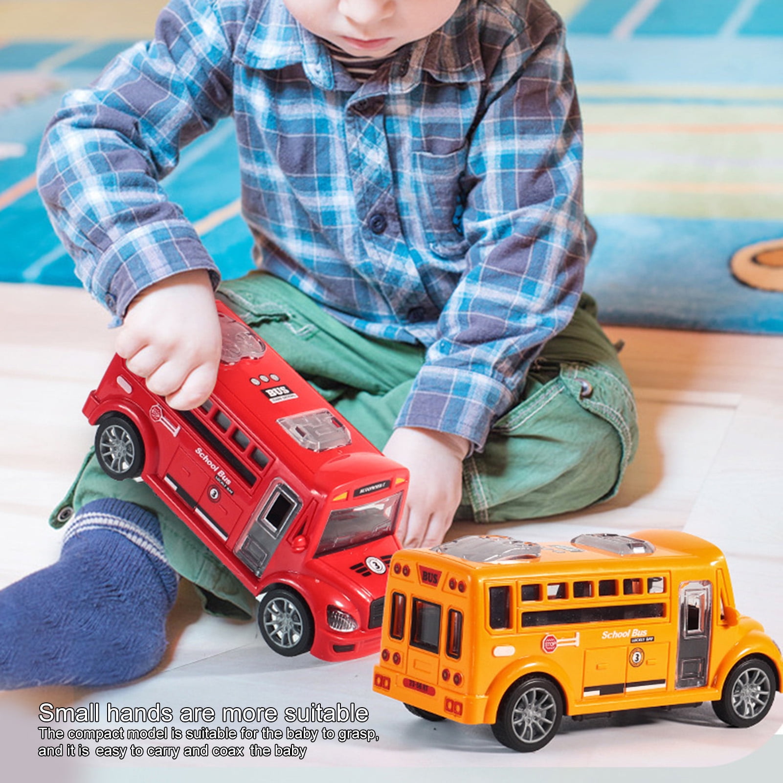 dianhelloya School Bus Toy Simulated Fall-resistant Plastic Inertial ...