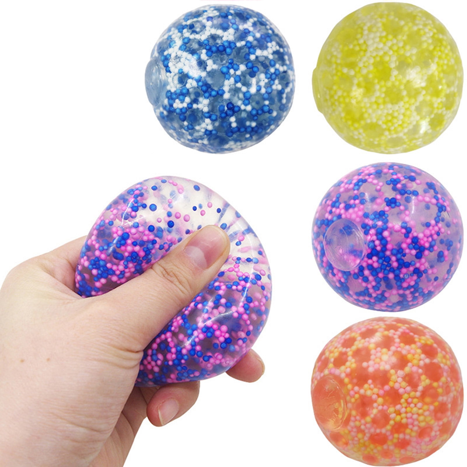 dianhelloya Squeeze Ball Toy Flexible Quick Rebound Colorful Foam Beads ...