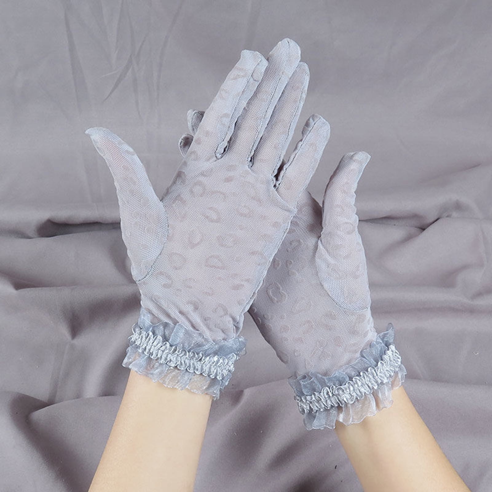 dianhelloya Wedding Gloves See-through Thin Lace Leopard Print Hollow ...