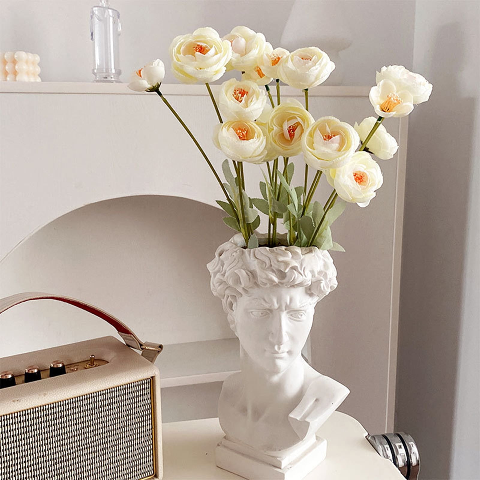 dianhelloya Wedding Simulation Flower 4 Heads Dew Lotus Camellia ...