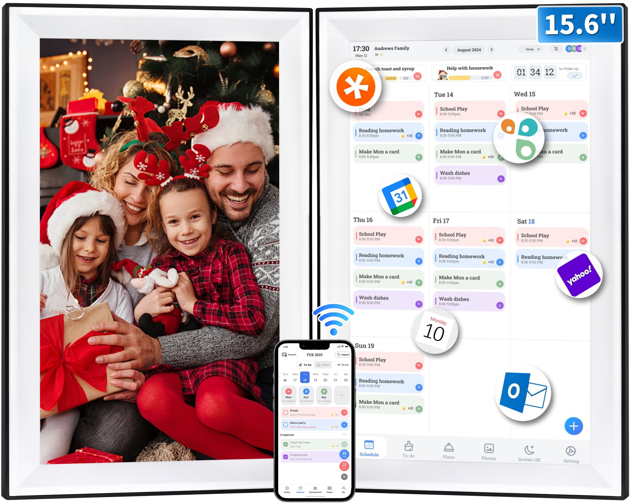 Jazeyeah 15.6" Smart 2026 Digital Family Calendar Wall Planner,Voice ...