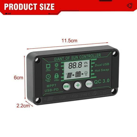 Mppt Solar Charge Controller With Digital Display Waterproof For ...