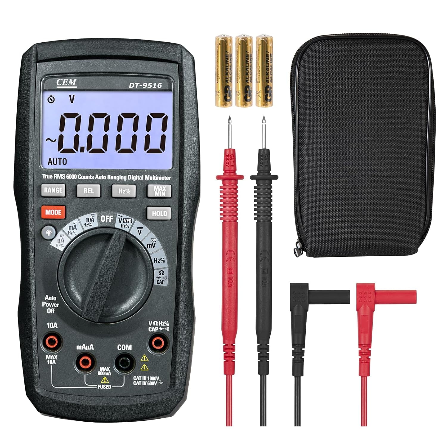 **digital multimeter dt-9516,vfd auto-range 6000 counts true-rms 1000v ...