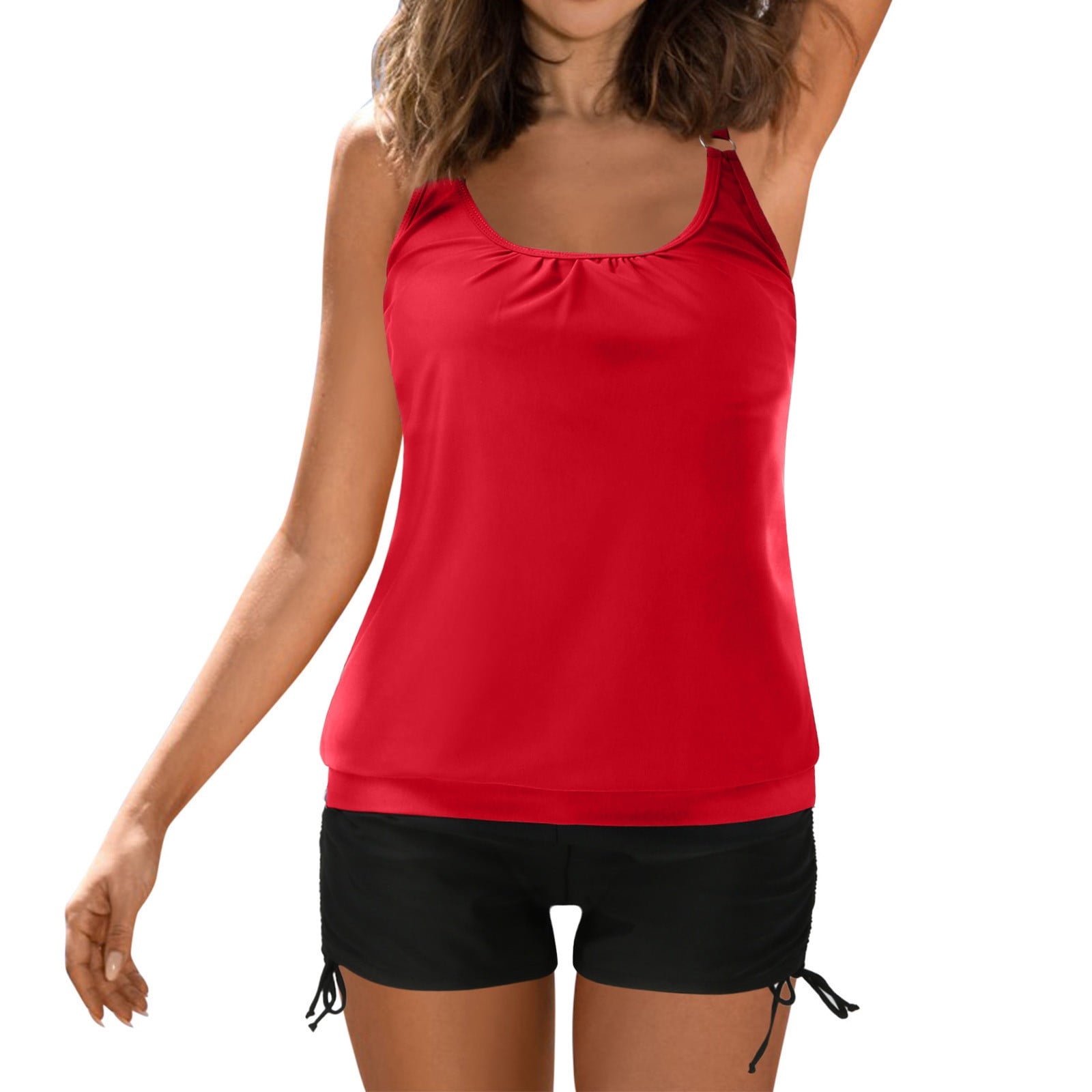 Dihao Plus Size Swimsuits for Women 2024 Clearance,Women Conservative Print Strappy Back Set Two ...