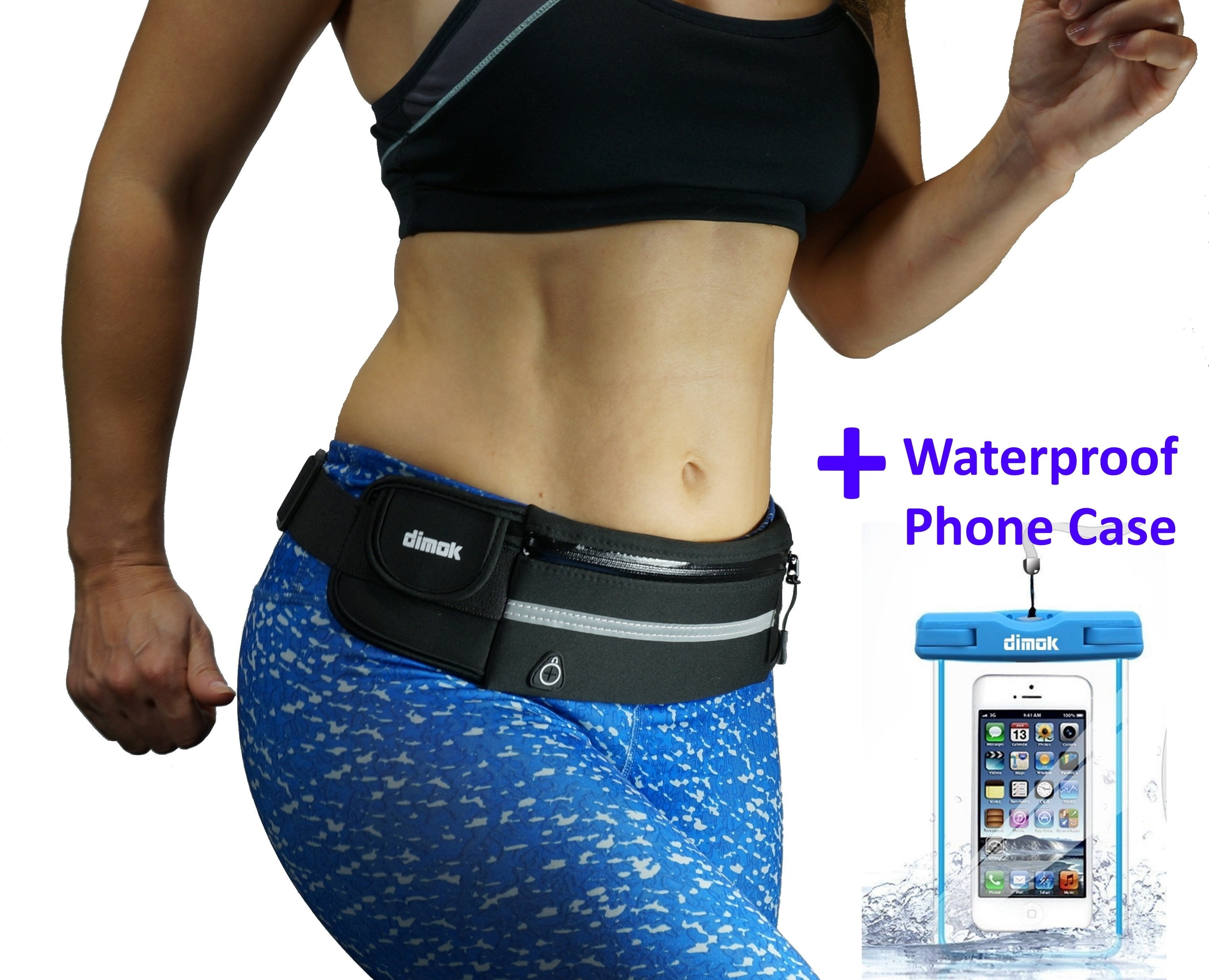 dimok Running Belt Waist Pack Waterproof Phone Case - Water Resistant ...