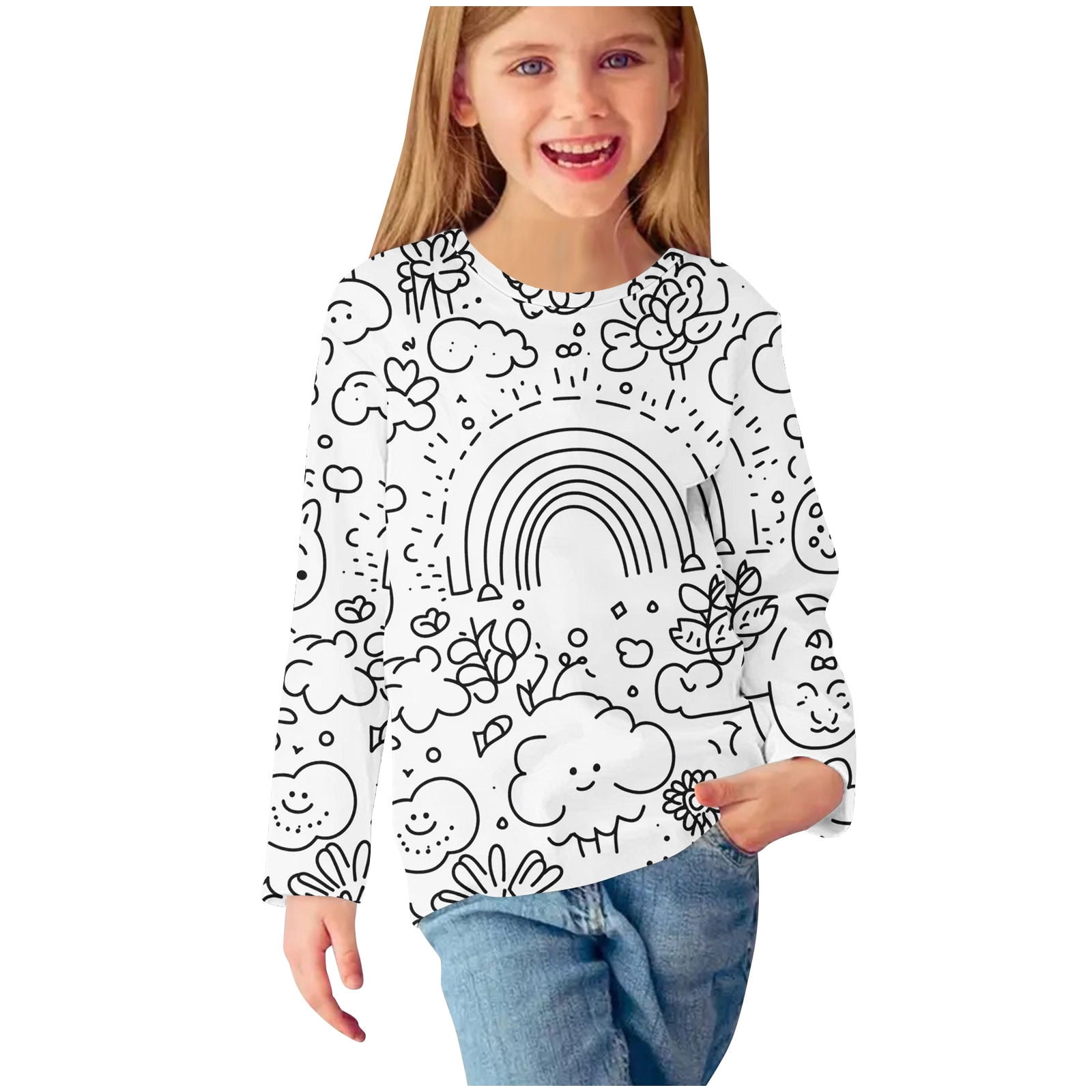 dinapents Coloring Shirts for Kids DIY Long Sleeve Kids Tee Top Fun ...