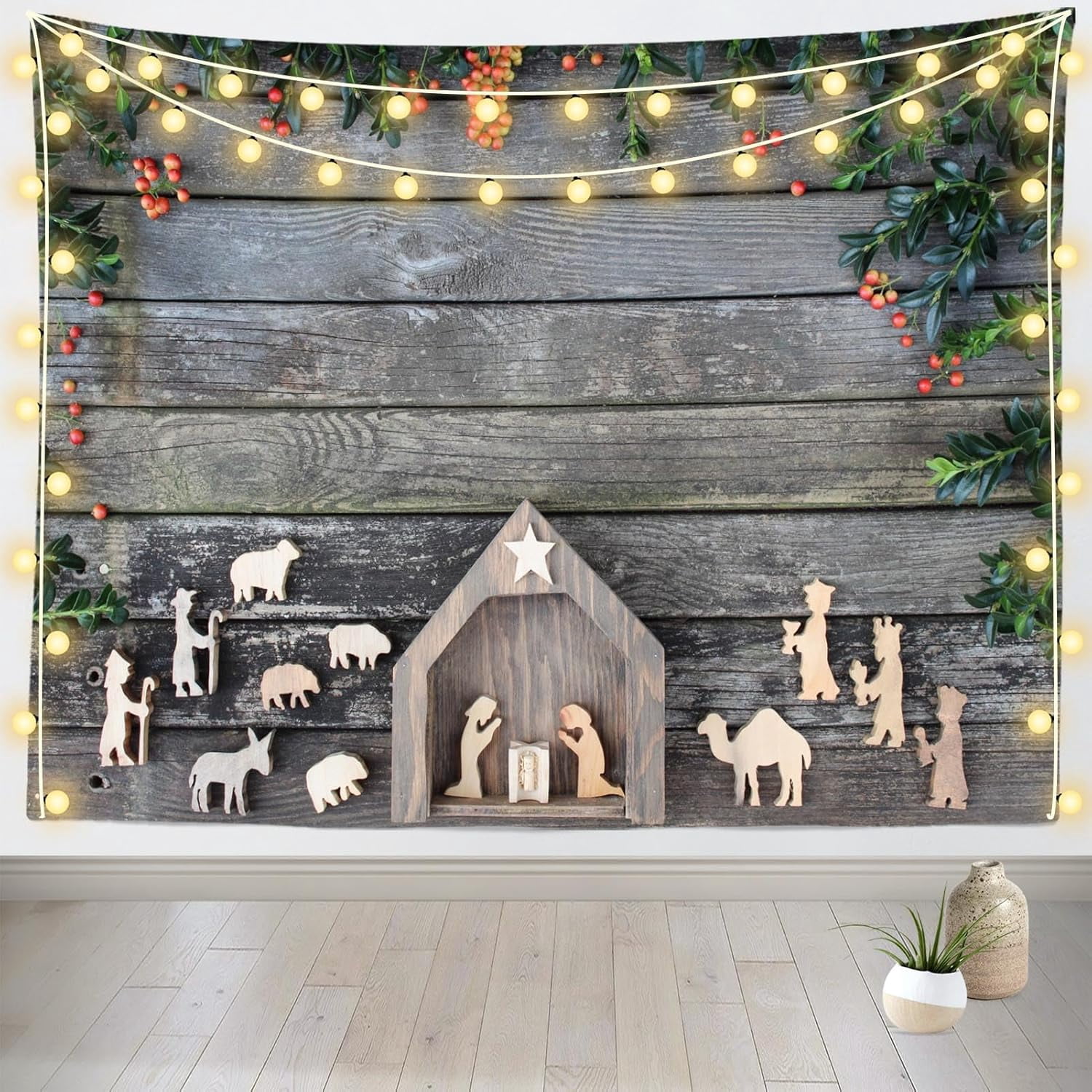 dinii 59''''Wx81''''L Christmas Manger Scene Tapestry Wall Hanging ...