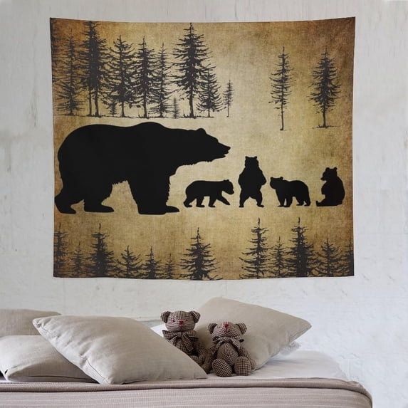 dinii Animal Bear Tapestry Wall Hanging Rustic Cabin Pine Forest ...