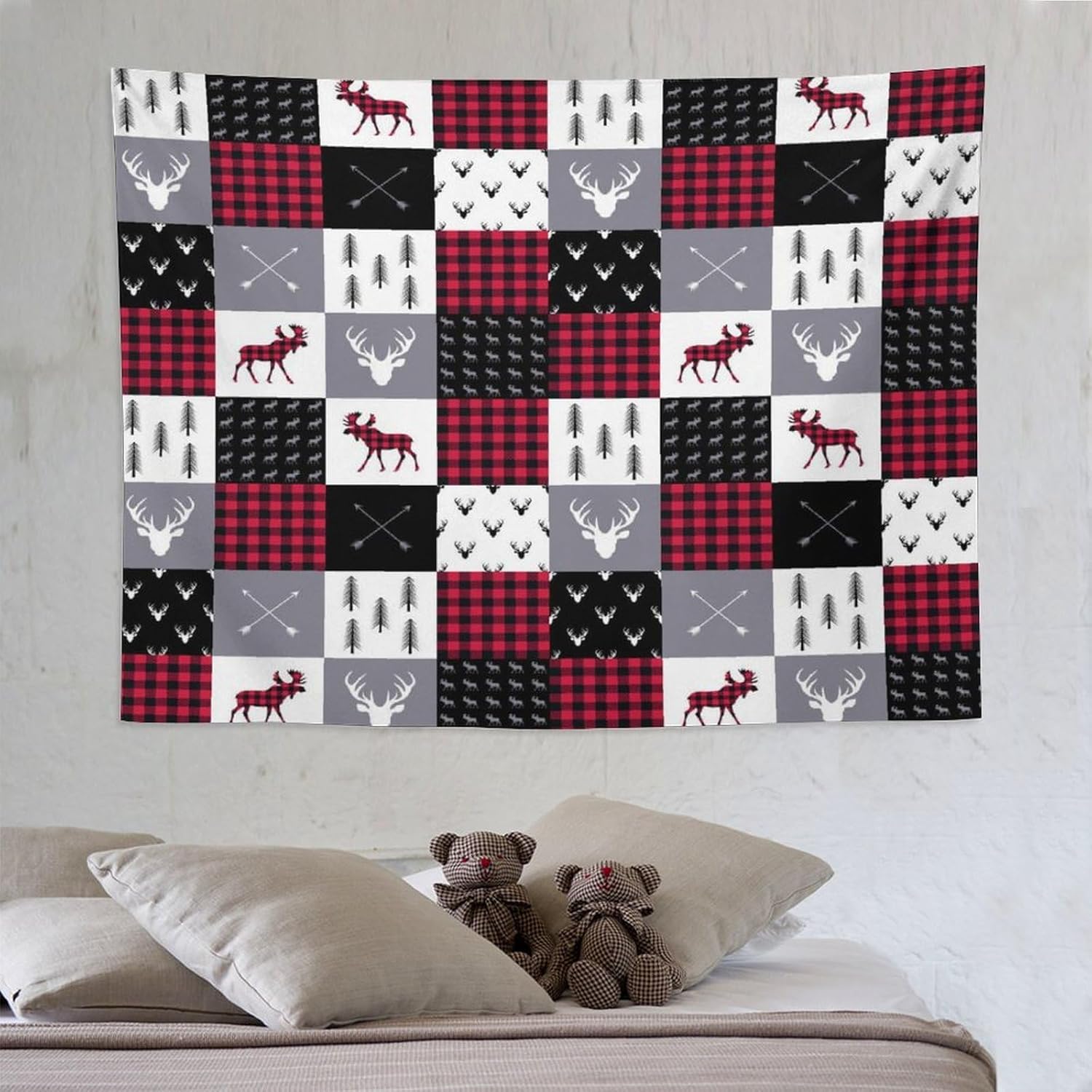 dinii Cabin Retro Rustic Lodge Tapestry Wall Hanging Deer Country ...