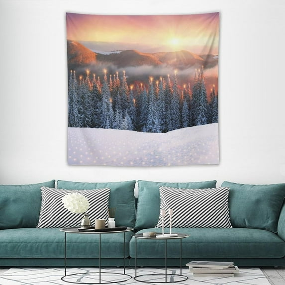 dinii Christmas Tapestry Wall Hanging,Winter Forest Snowflake Santa ...