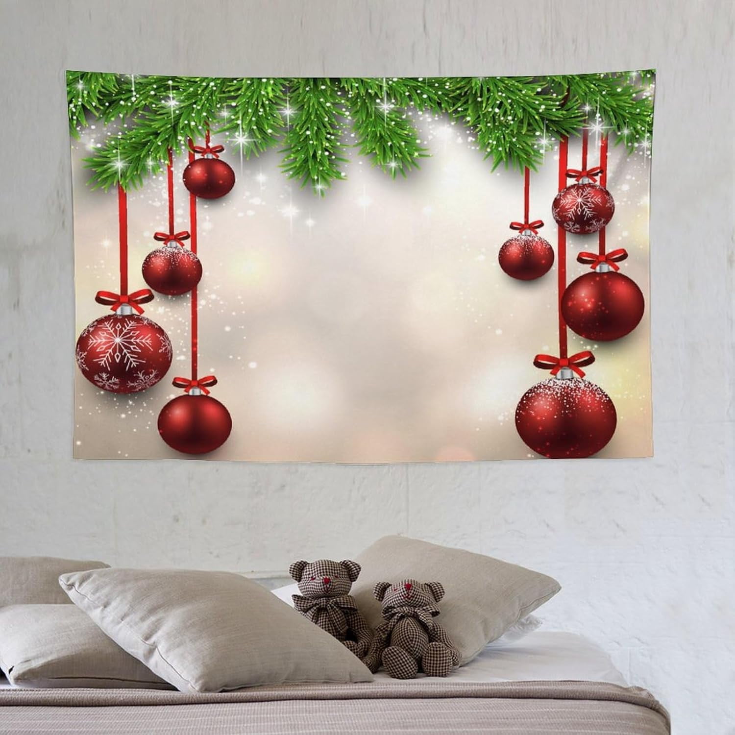 dinii Christmas Tapestry Wall Hanging Xmas Winter Season Theme Fir ...