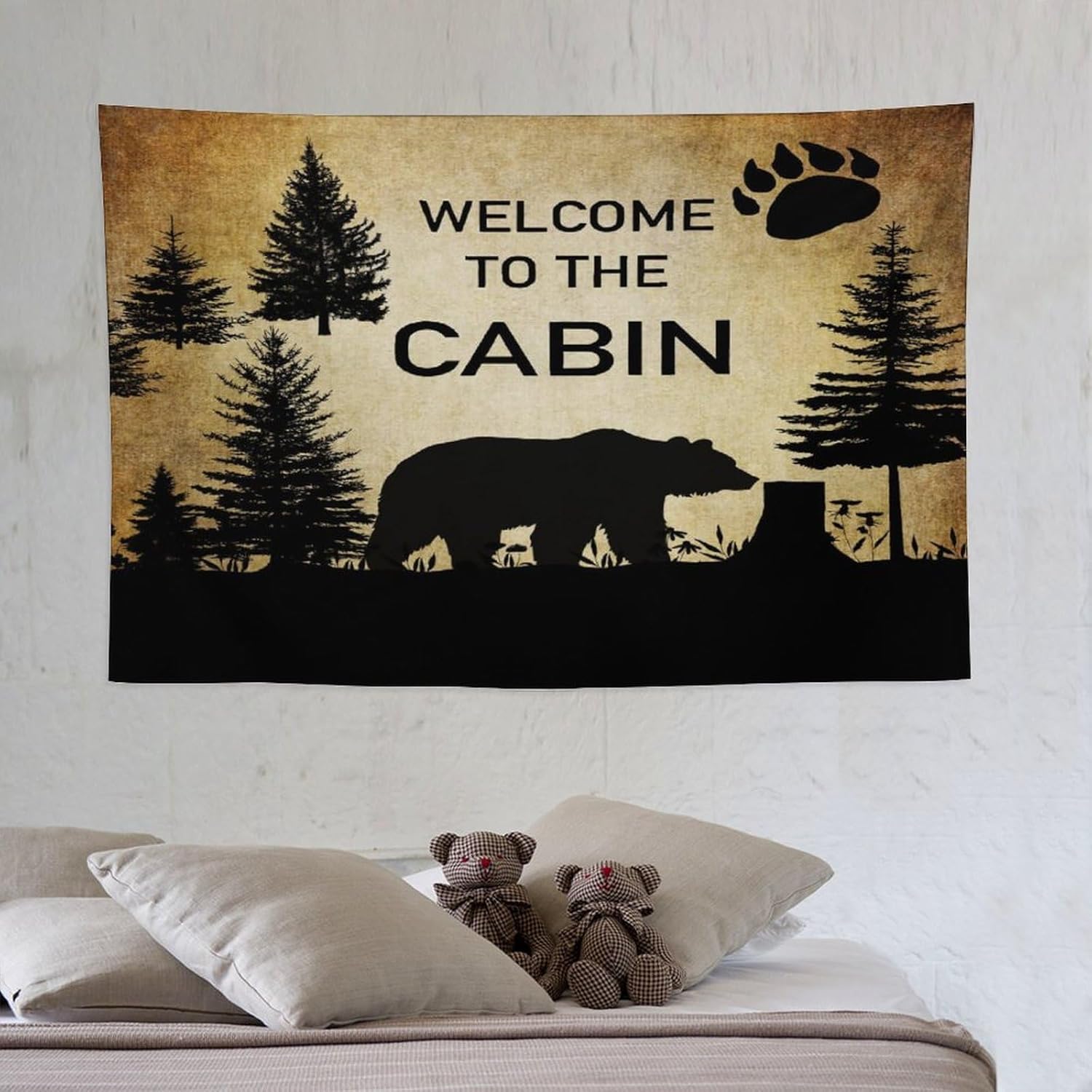 dinii Country Style Bear Tapestry Wall Hanging Wild Animal Forest ...